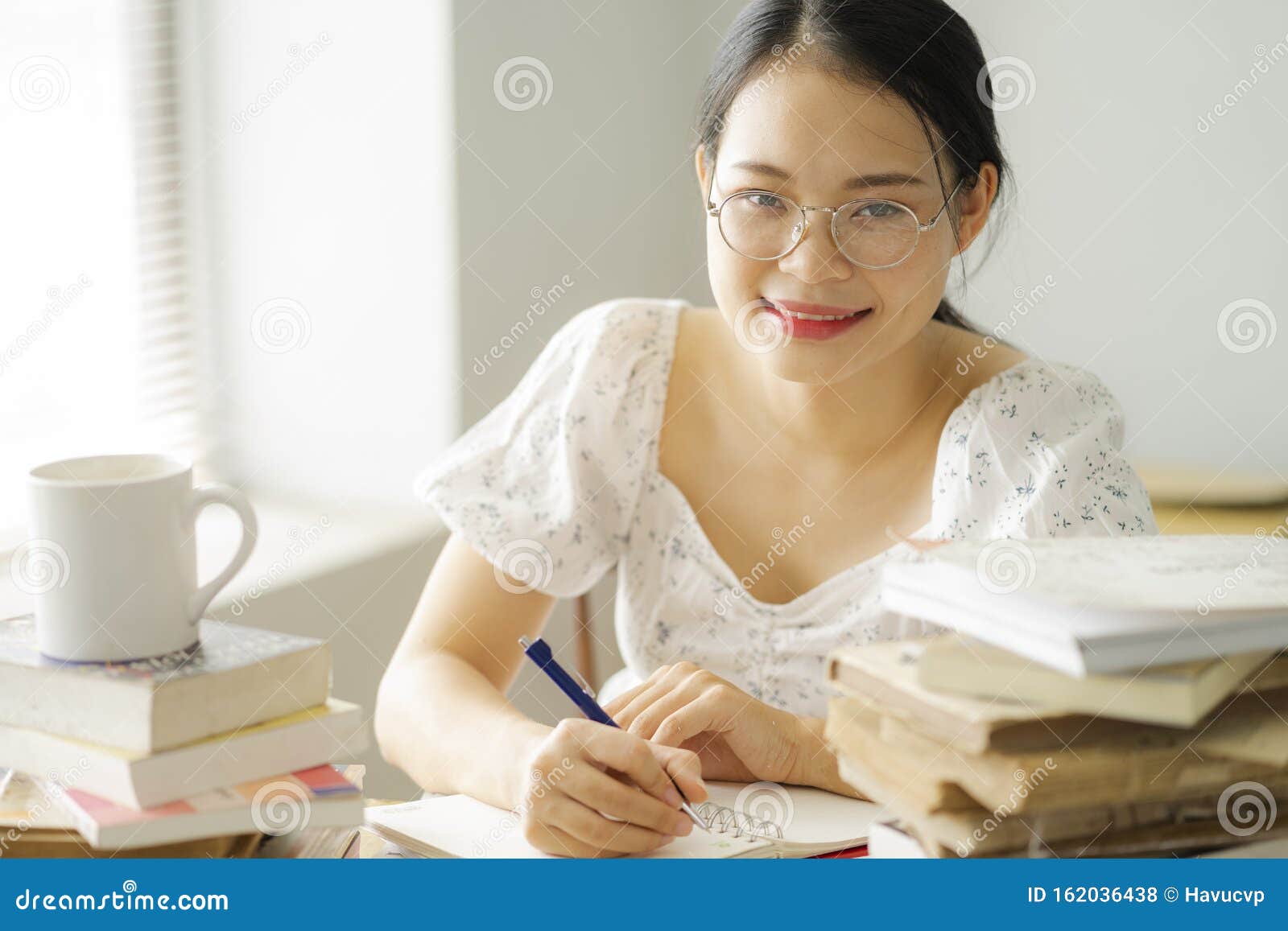 A girl study at home stock photo. Image of high, study - 162036438