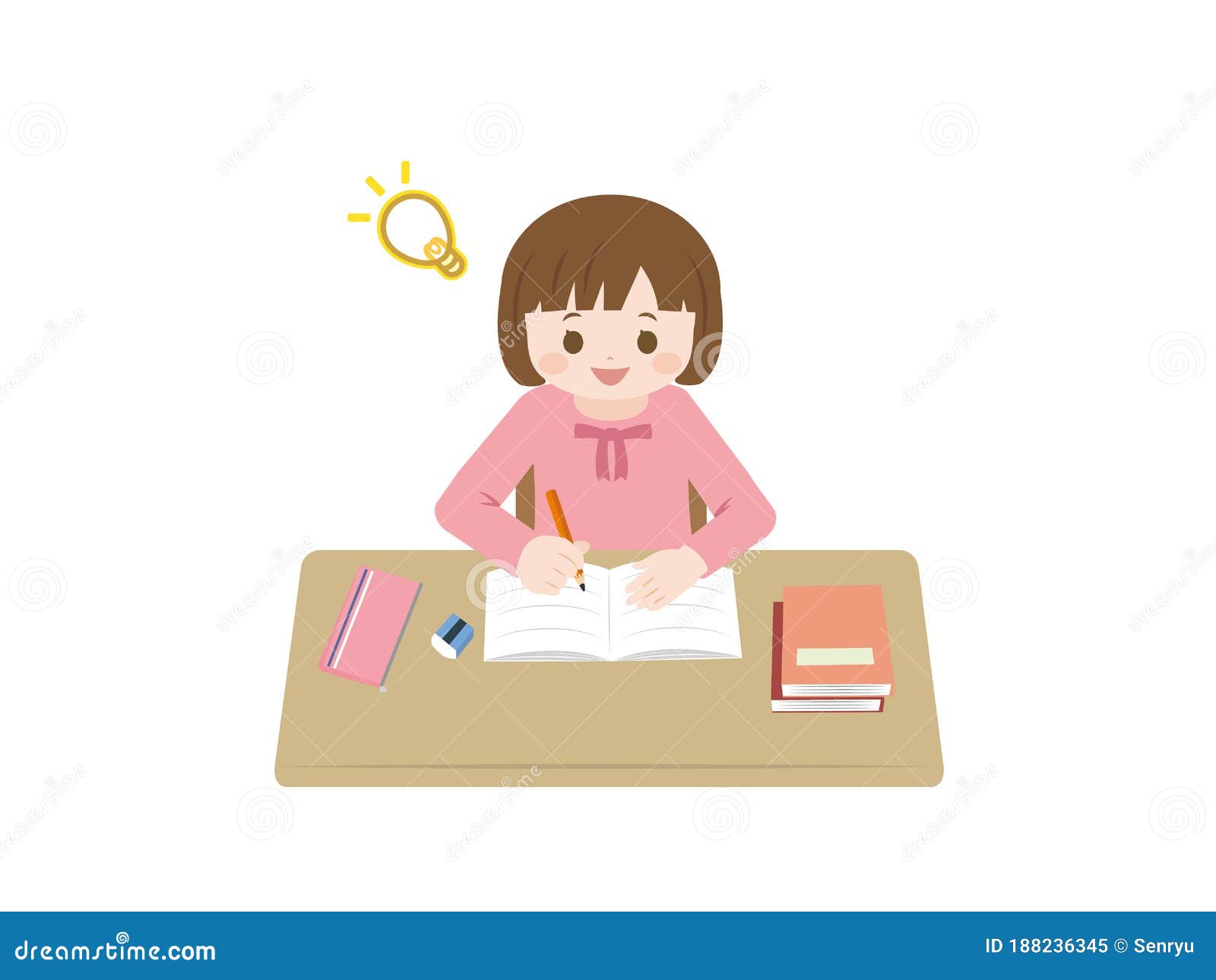 Girl study stock vector. Illustration of people, lesson - 188236345