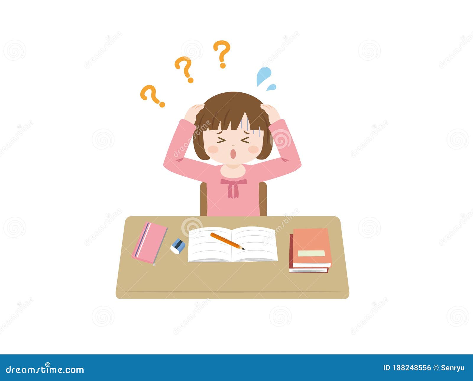 Girl study stock vector. Illustration of woman, child - 188248556