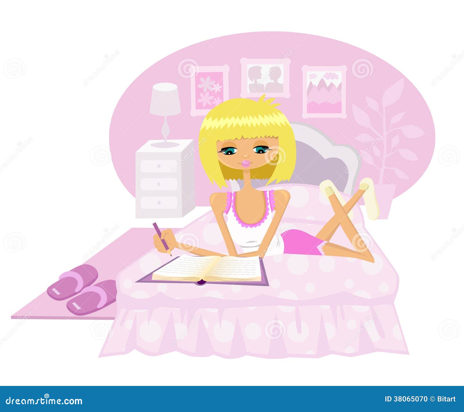 Girl studying stock vector. Illustration of blond, learning - 38065070