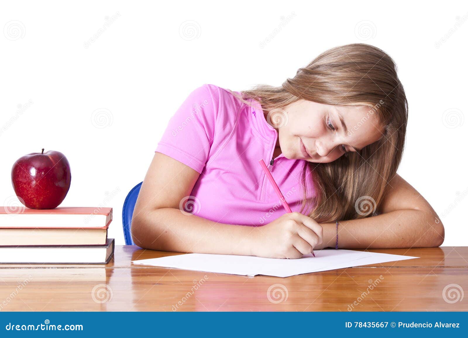 Girl studying stock image. Image of backgrounds, apple - 78435667