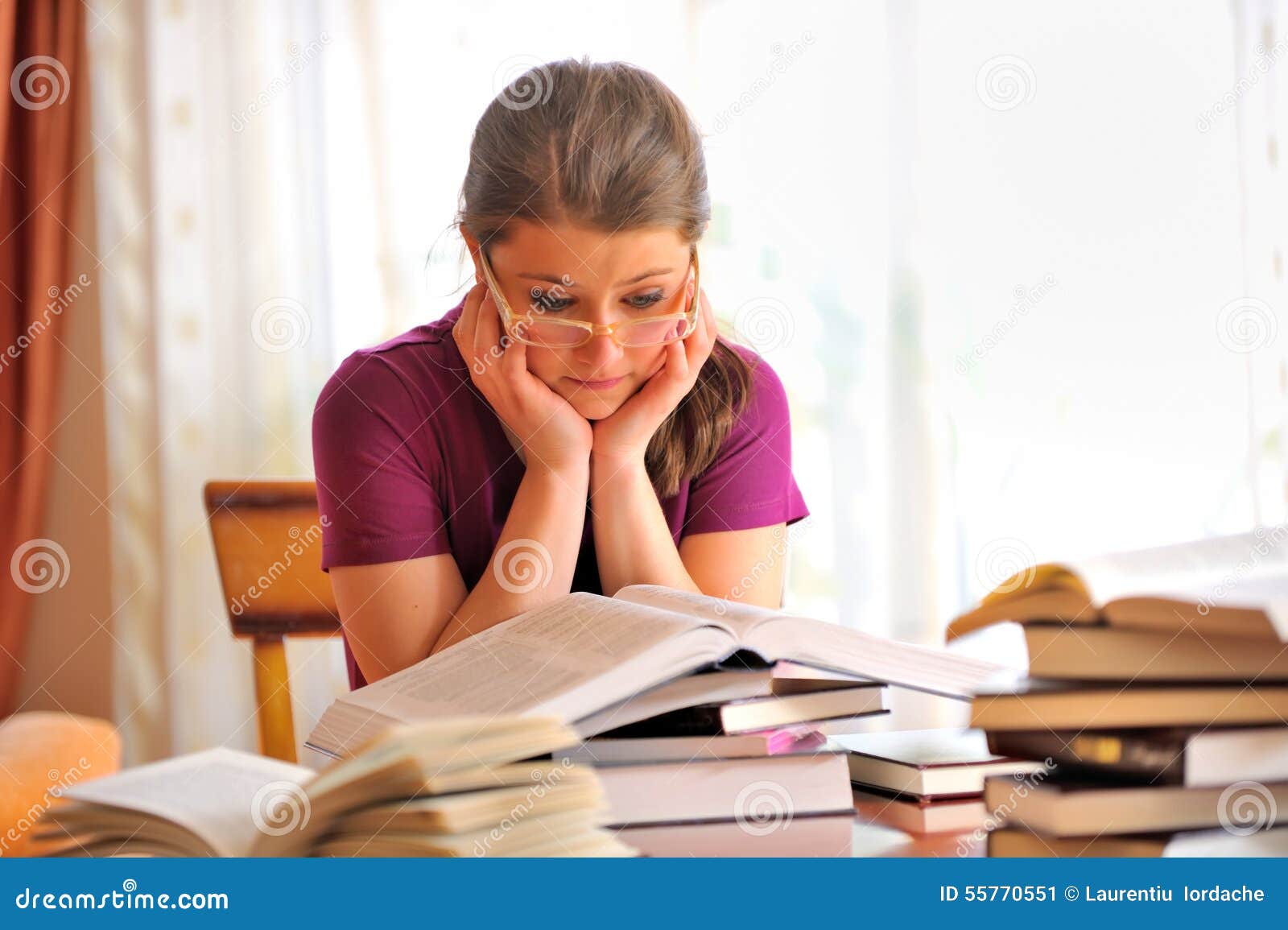 Girl studying stock image. Image of beautiful, notebook - 55770551