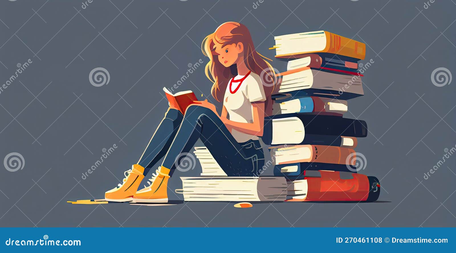 Girl Studying. Illustration Stock Illustration - Illustration of ...