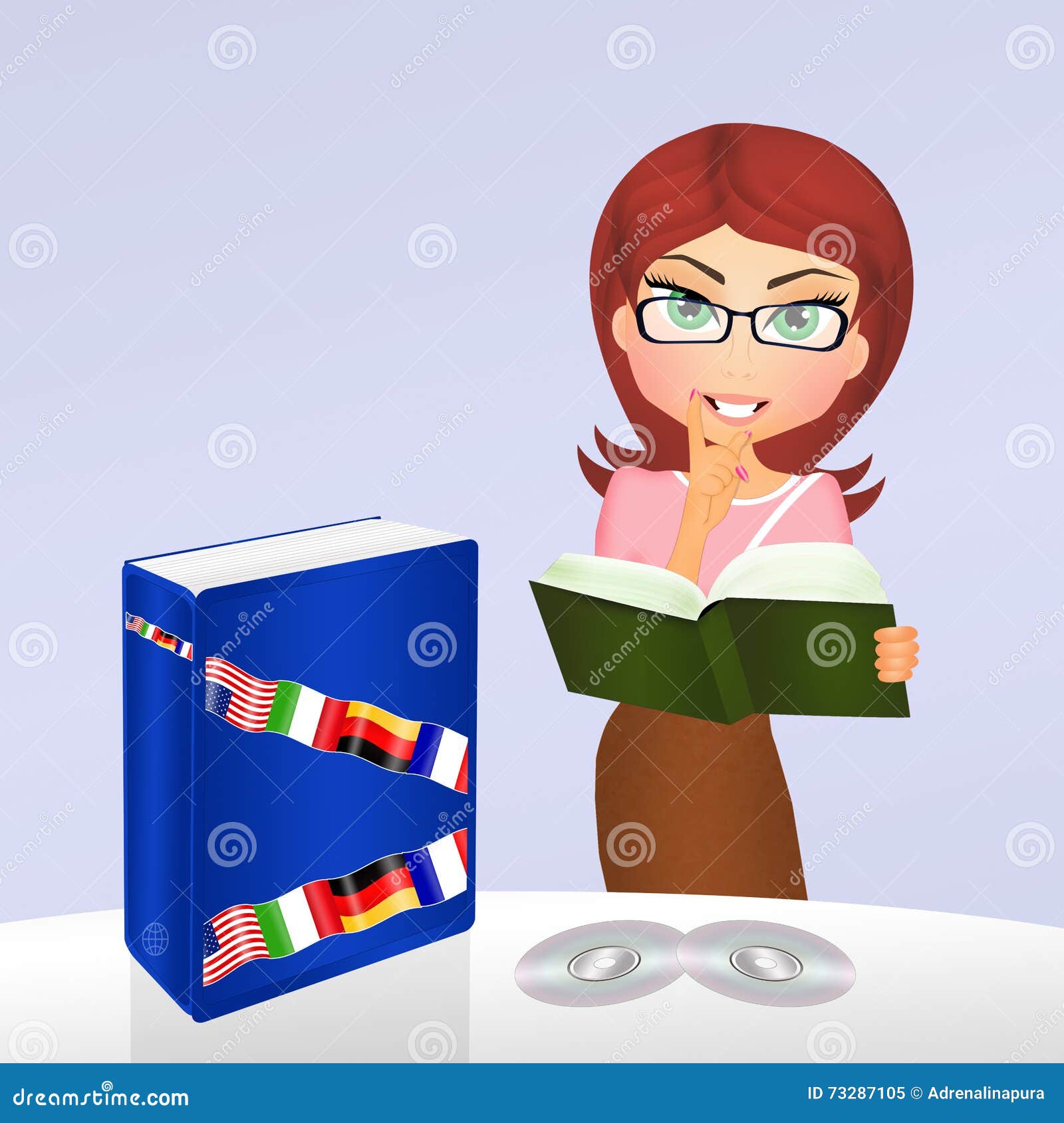 Girl studying languages stock illustration. Illustration of english ...