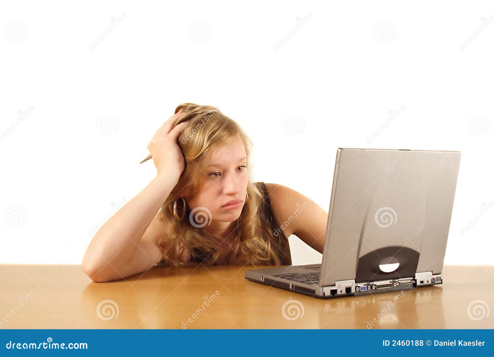 Girl studying with laptop stock photo. Image of teen, study - 2460188