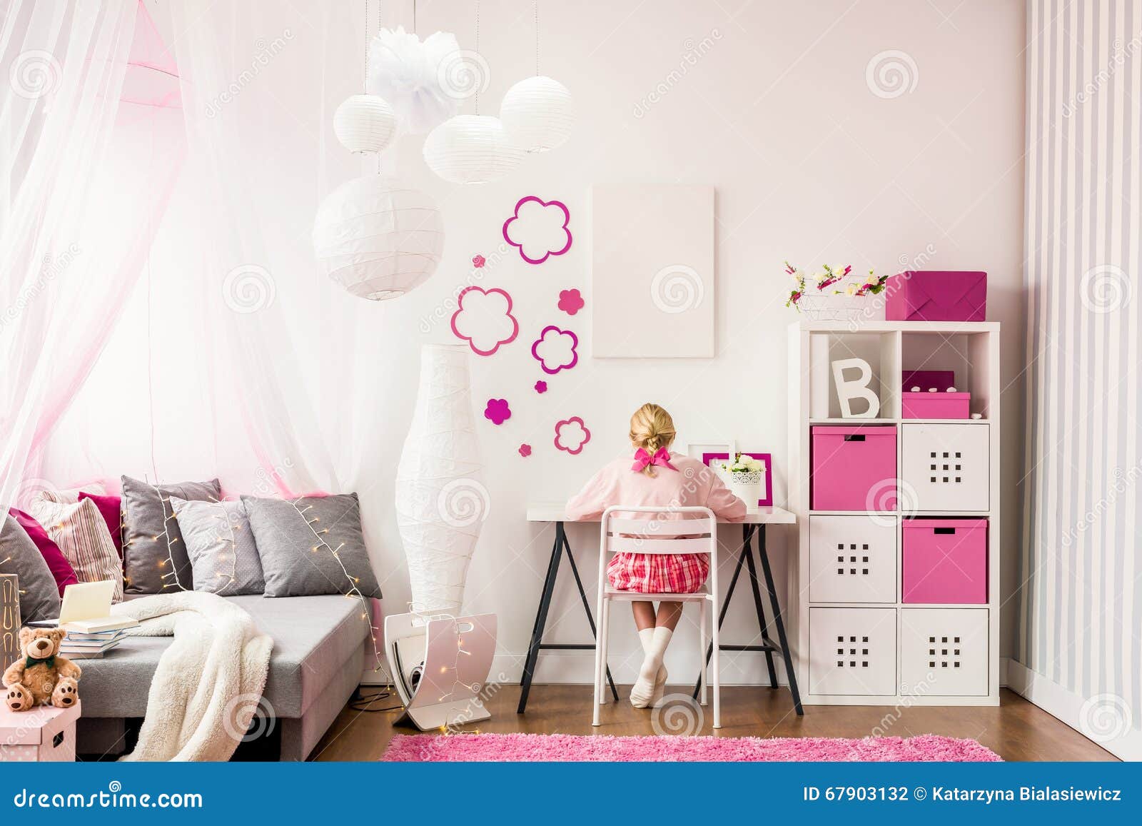 Girl studying in room stock photo. Image of person, space - 67903132