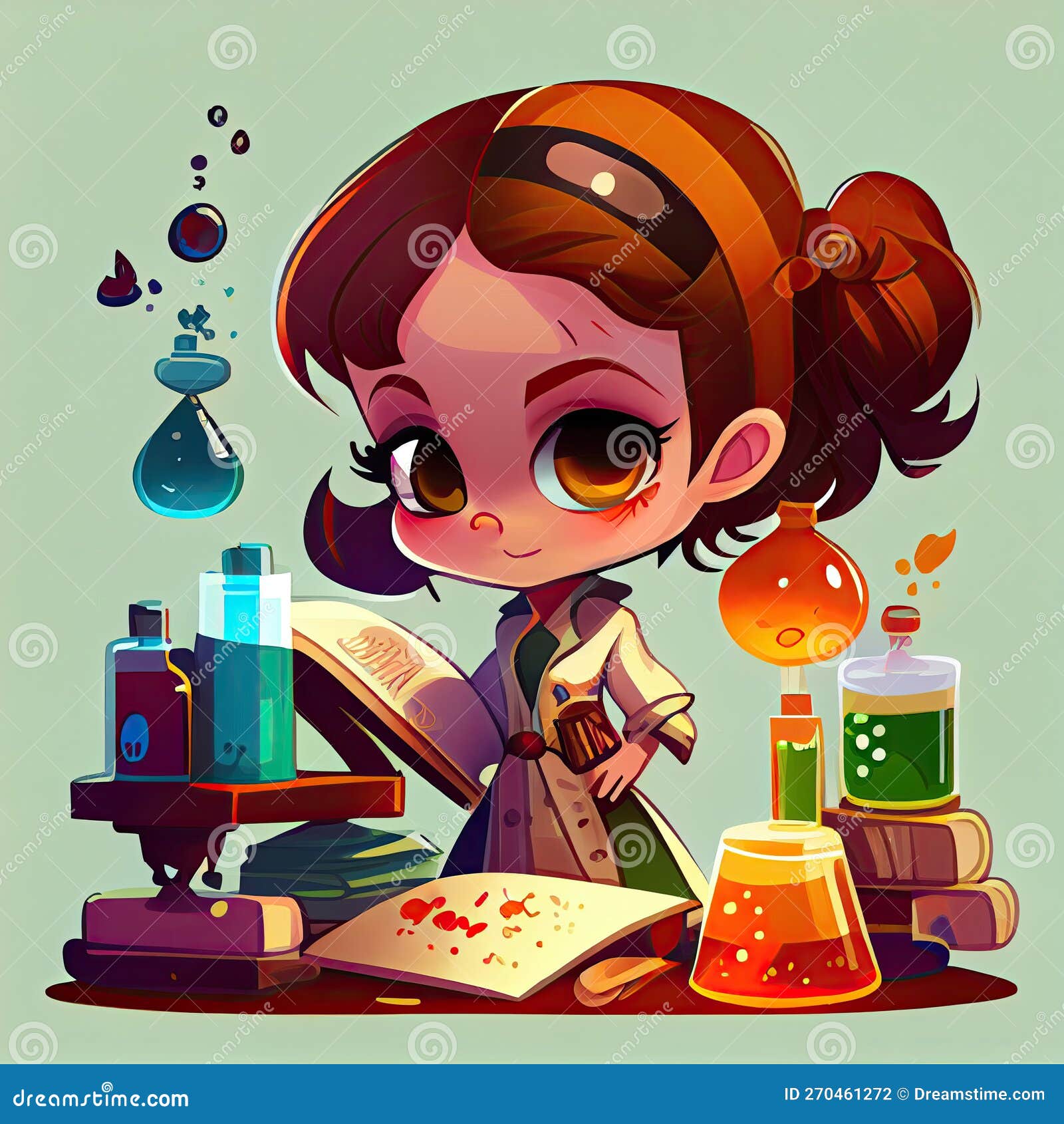 Girl Studying Science. Illustration Stock Illustration - Illustration ...