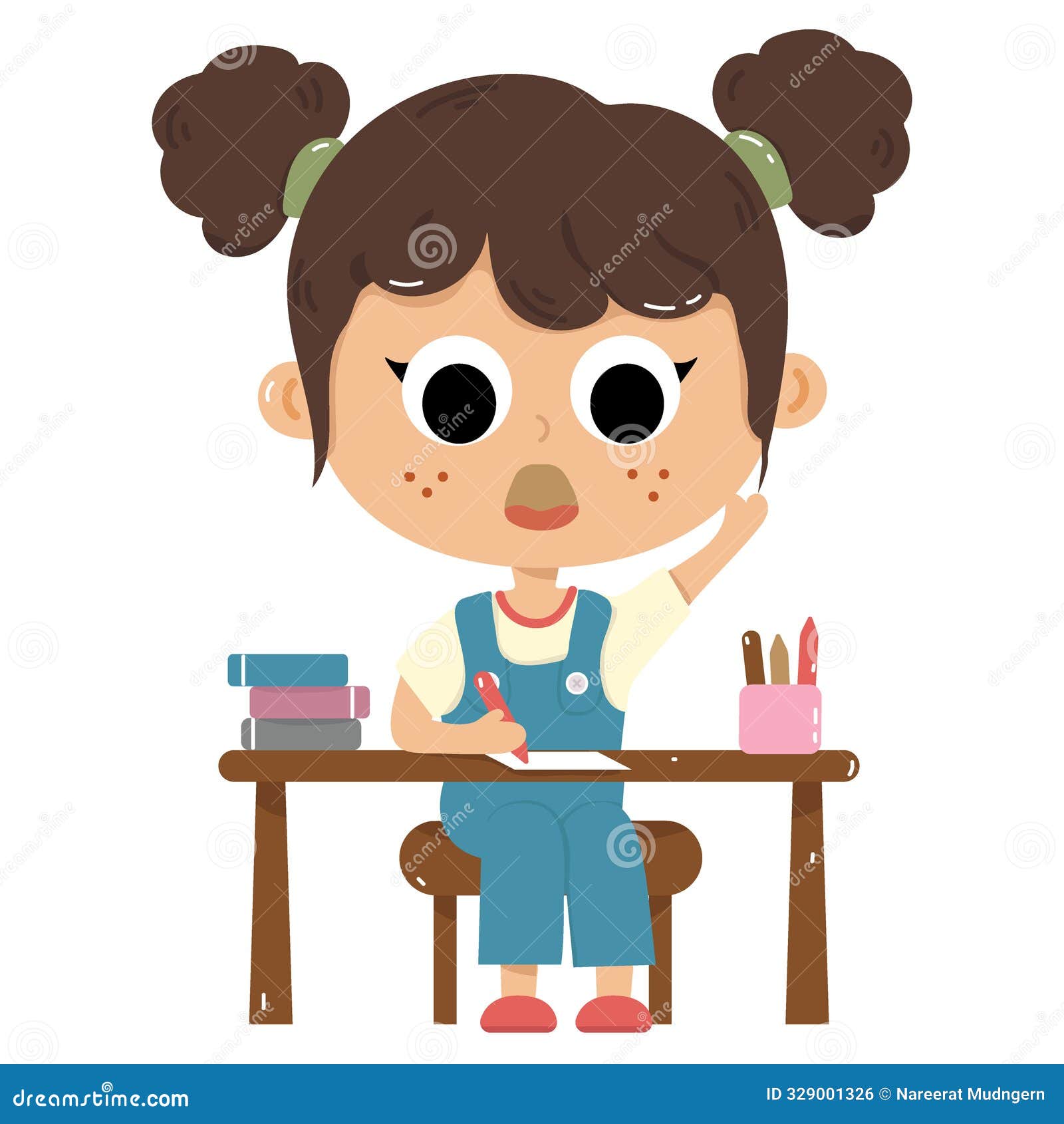 Girl studying. stock vector. Illustration of learn, learning - 329001326
