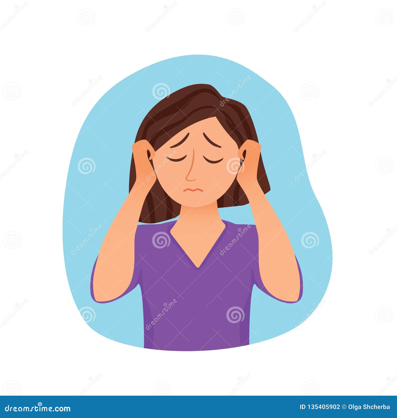Young Woman Having Headache Cartoon Illustration. Stock Vector ... Young Woman Having Headache Cartoon Illustration. Stock Vector ...