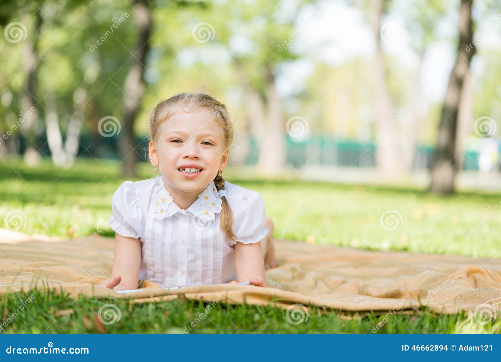 Girl in summer park stock photo. Image of smile, game - 46662894