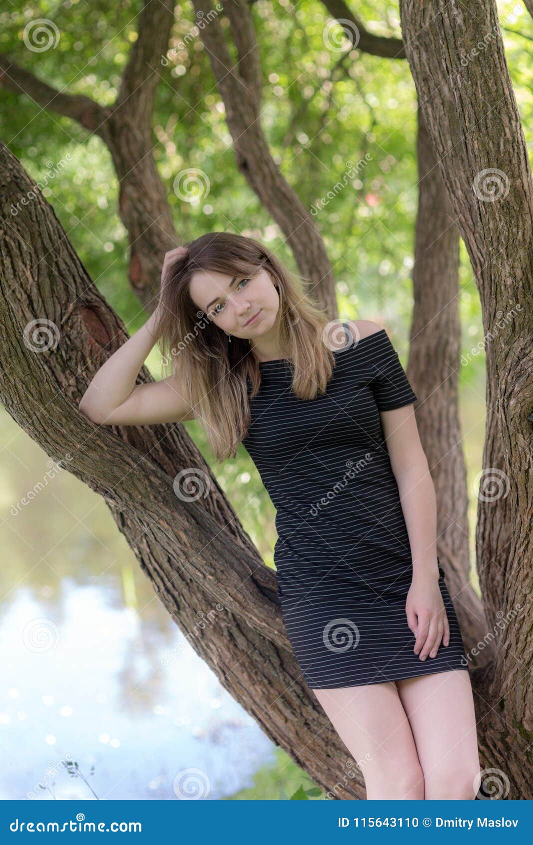Girl in a summer park stock photo. Image of tree, sunlight - 115643110