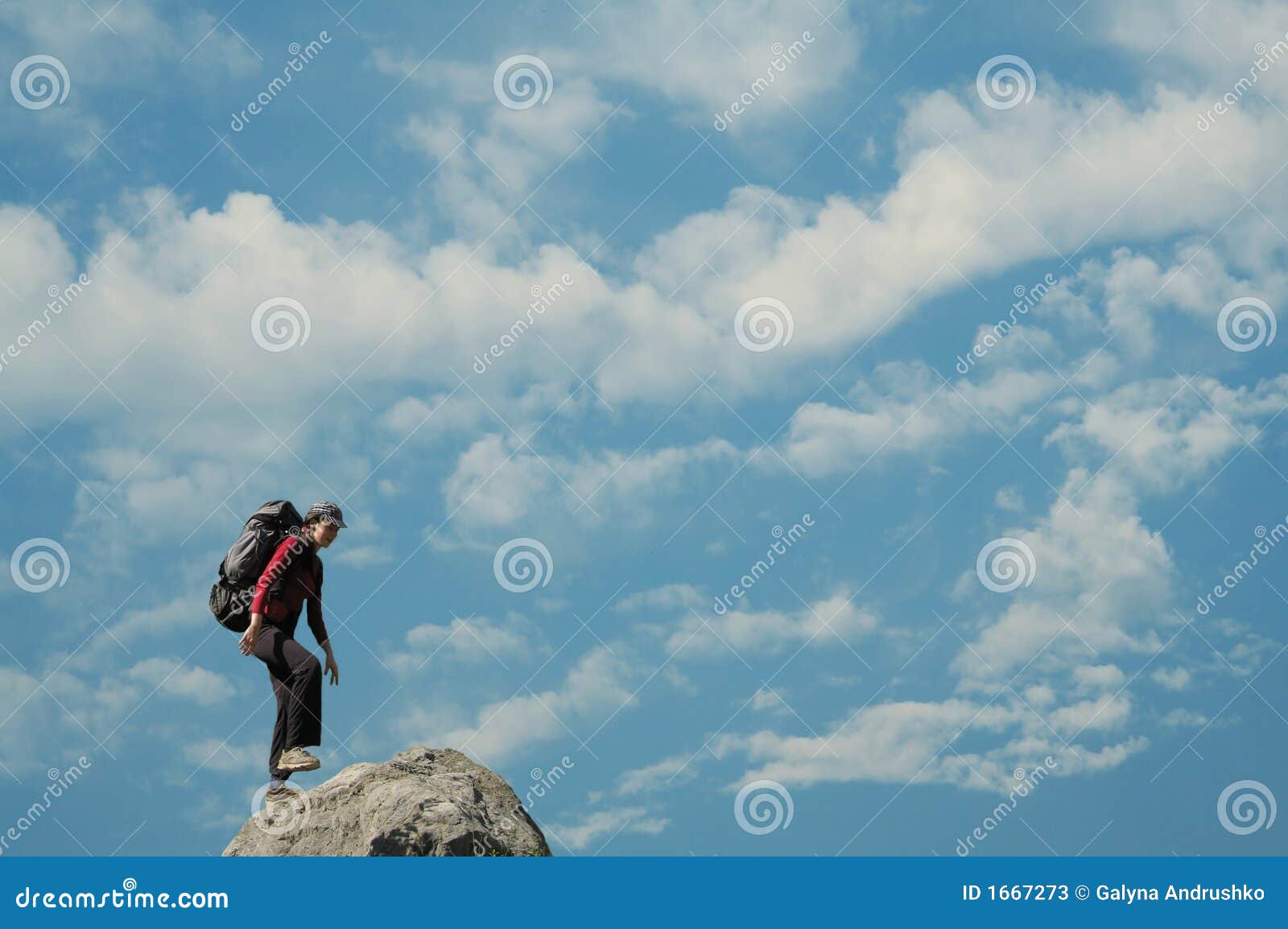 Girl on the summit stock image. Image of holiday, ambitions - 1667273