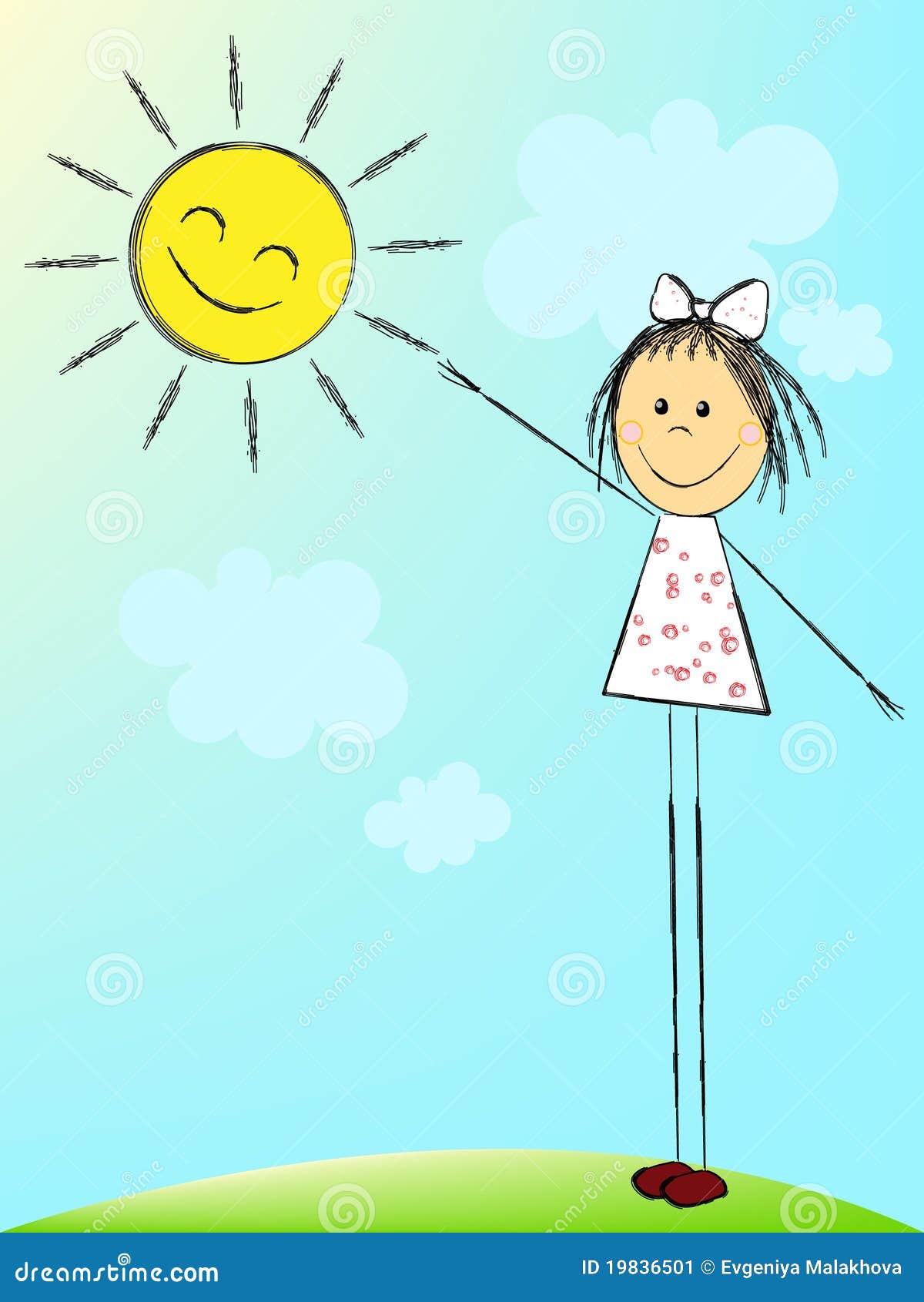 Girl with sun stock vector. Illustration of happy, peace - 19836501