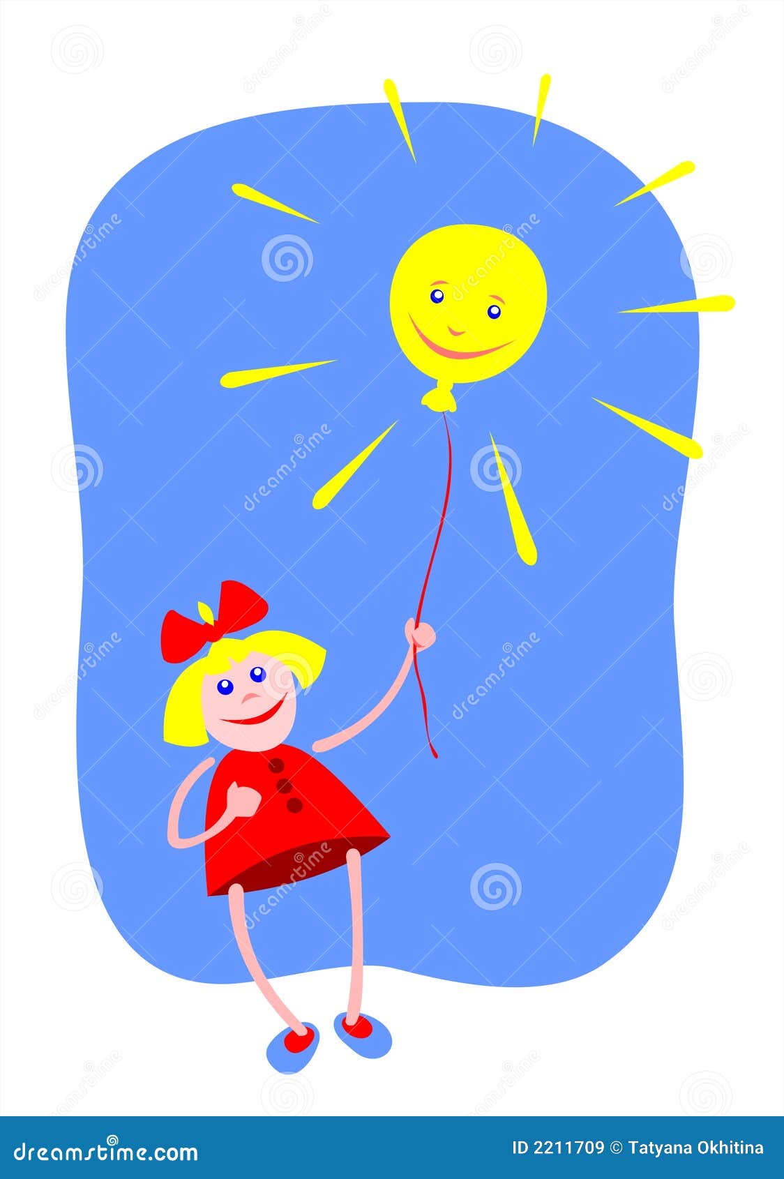 Girl and sun stock illustration. Illustration of stylization - 2211709
