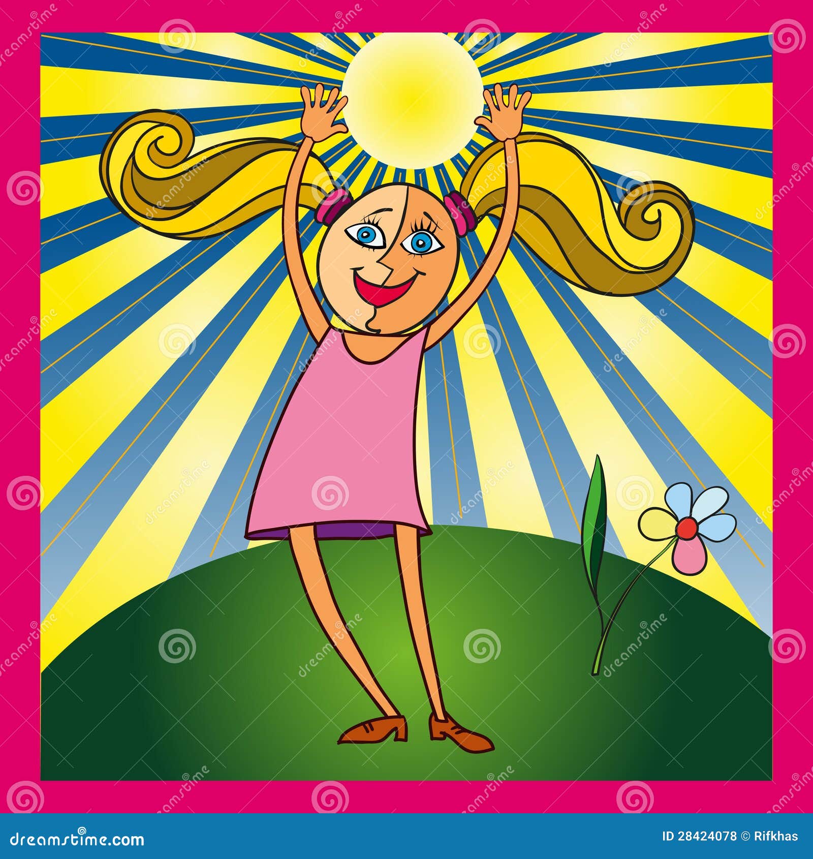 Girl And Sun Stock Vector Illustration Of Happy Orange 28424078