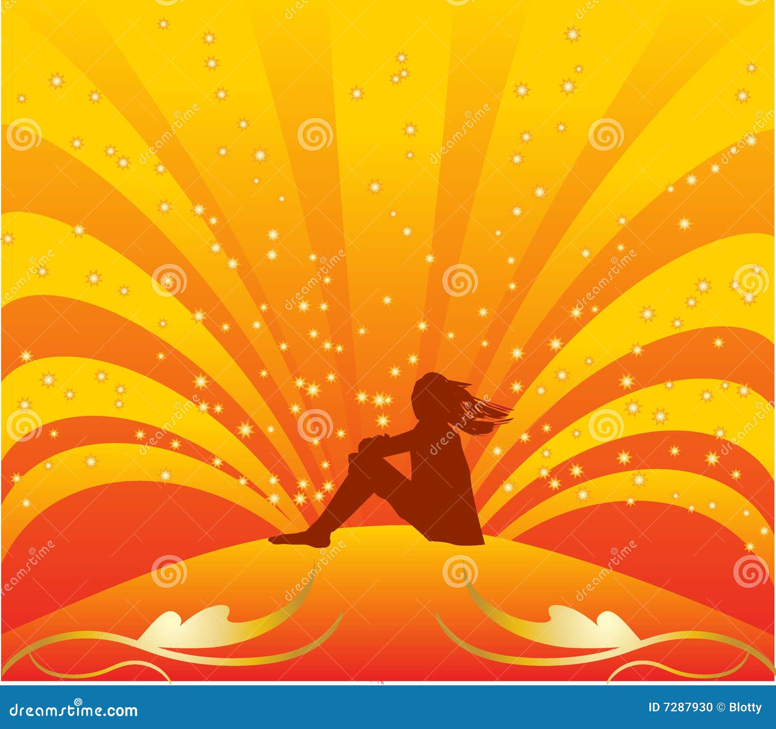 Girl on sun stock vector. Illustration of leisure, summer - 7287930