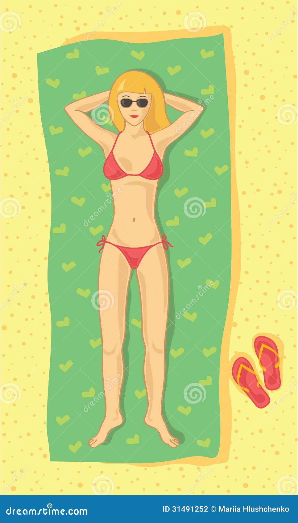 Girl Sunbathes Stock Vector Illustration Of Tourism 31491252