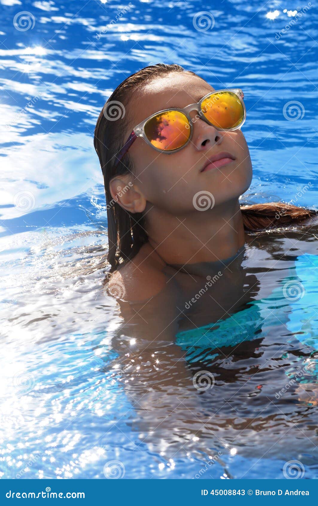 Girl With Sunglasses In A Swimming Pool Stock Image Image Of Sunlight