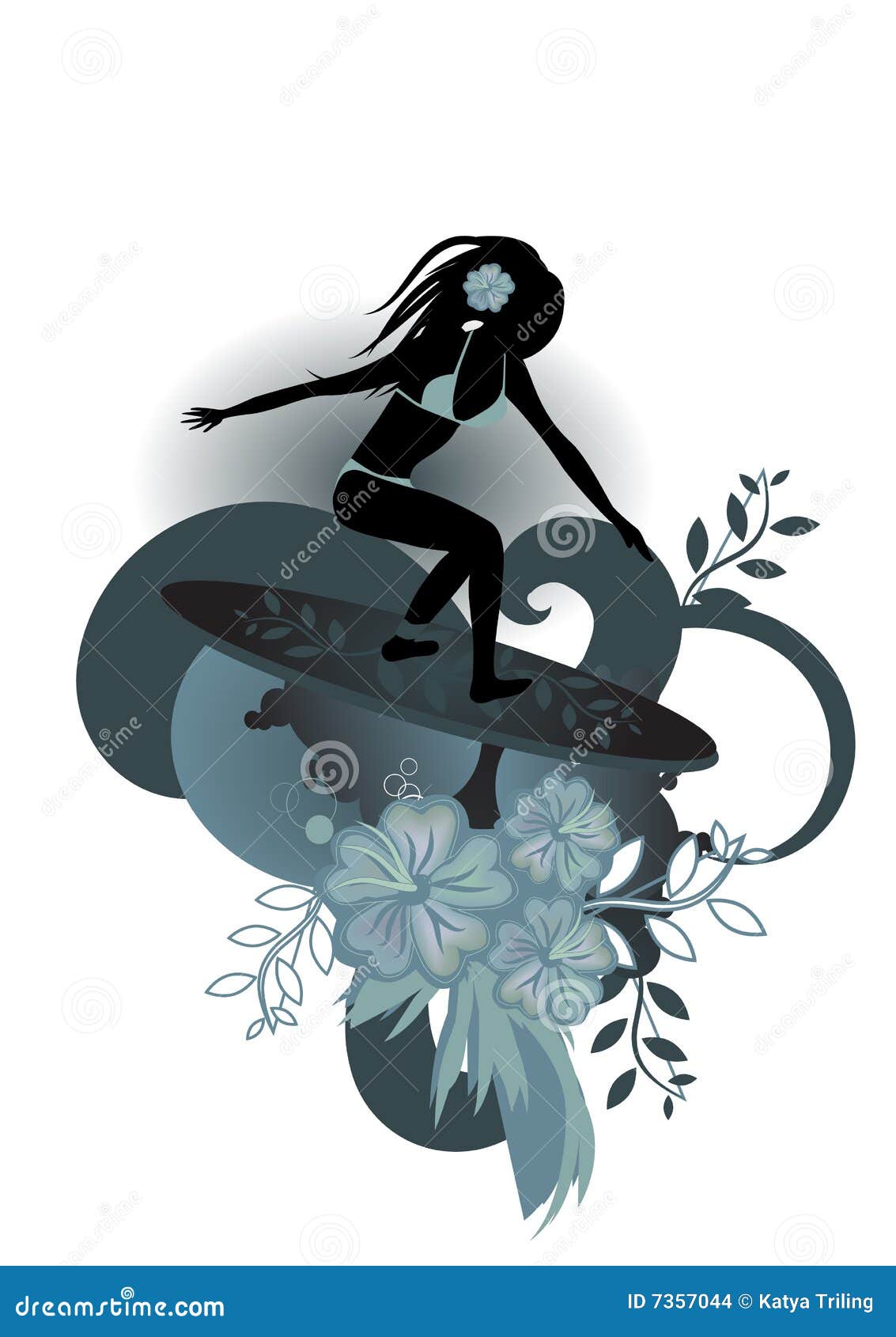 Girl-surfer stock vector. Illustration of funky, outdoors - 7357044