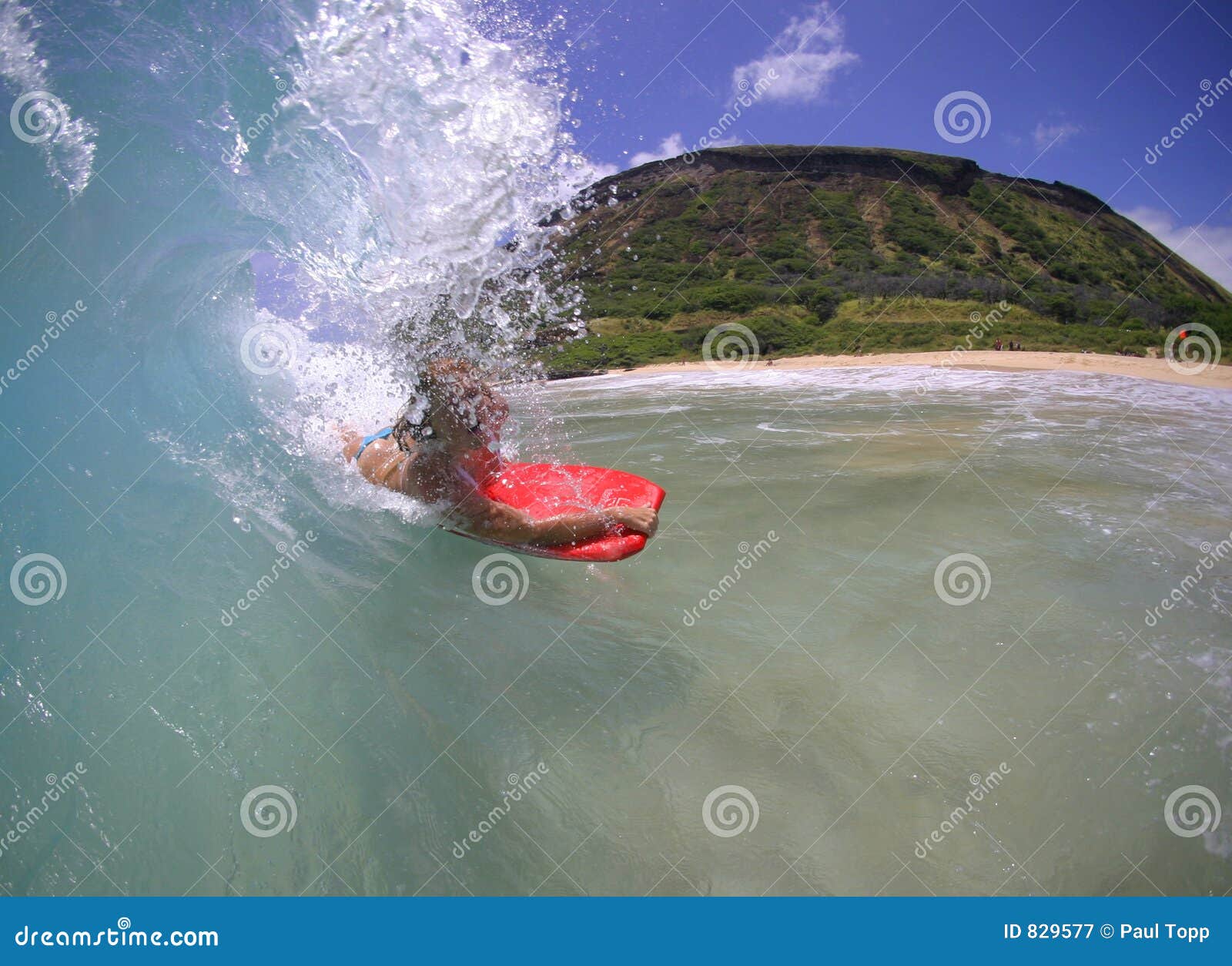 Girl Surfing a Big Wave in Hawaii Stock Image - Image of ocean ...