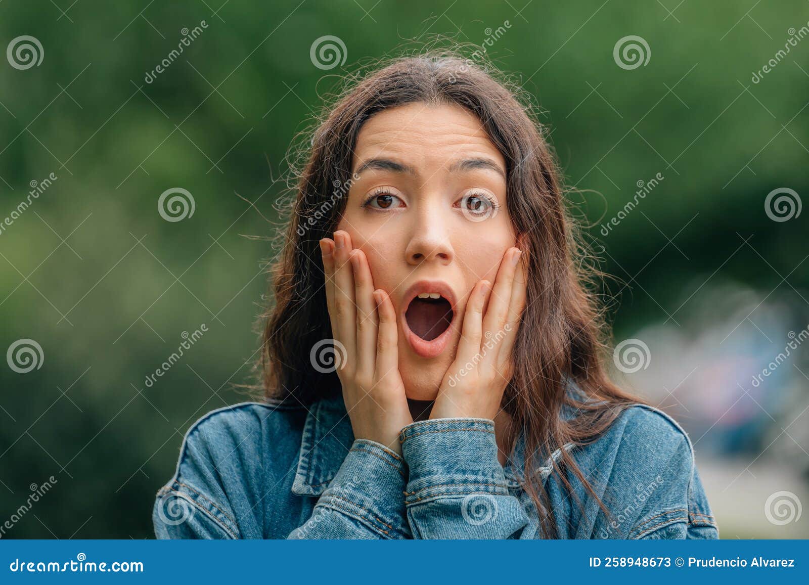 Girl with Surprised Expression Outdoors Stock Image - Image of ...