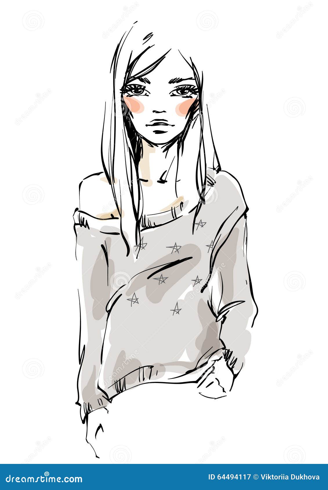 The girl in a sweater stock illustration. Illustration of creative ...