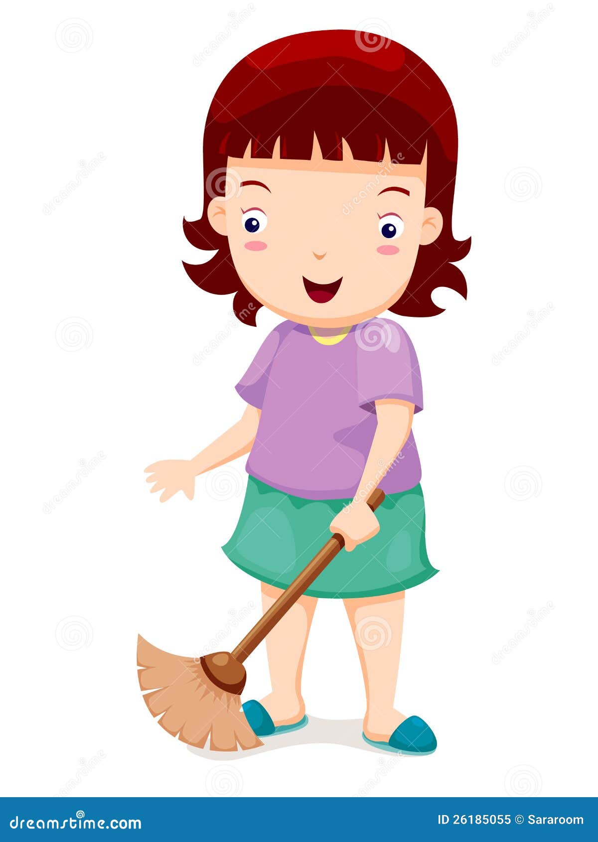 Girl sweeping stock vector. Illustration of domestic - 26185055