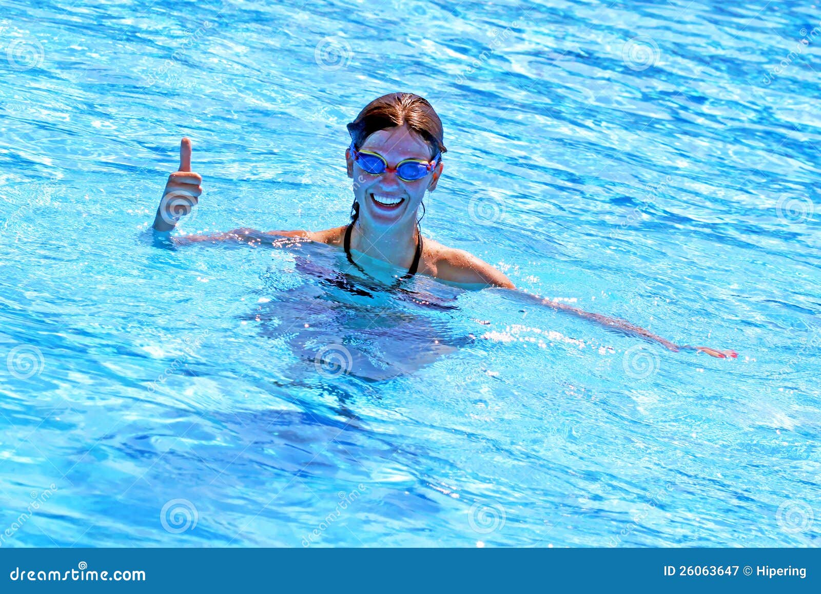 Girl swim smile and OK stock image. Image of pretty, rising - 26063647