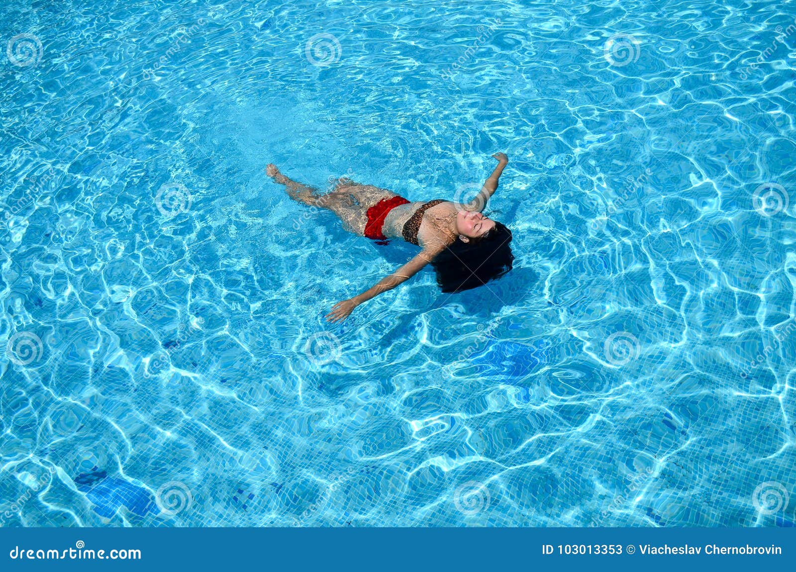 The Girl is Swimming in the Pool Stock Image - Image of health, bikini ...