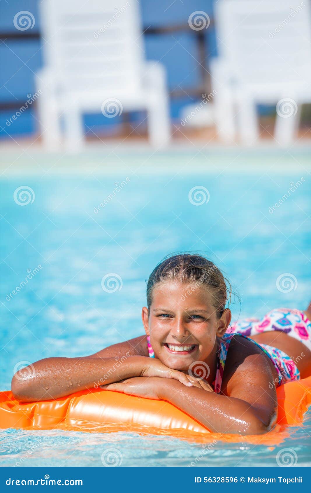 Girl at swimming pool stock photo. Image of child, floating - 56328596