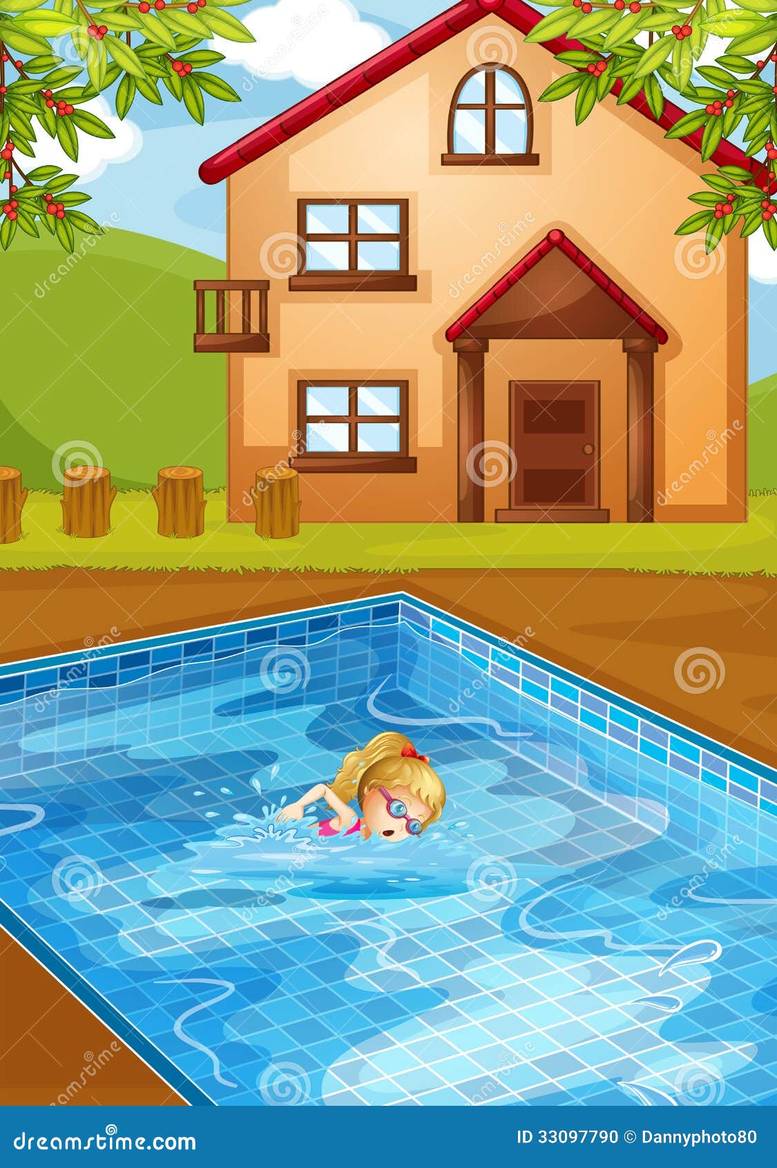 A Girl Swimming at the Pool Stock Vector - Illustration of fresh ...