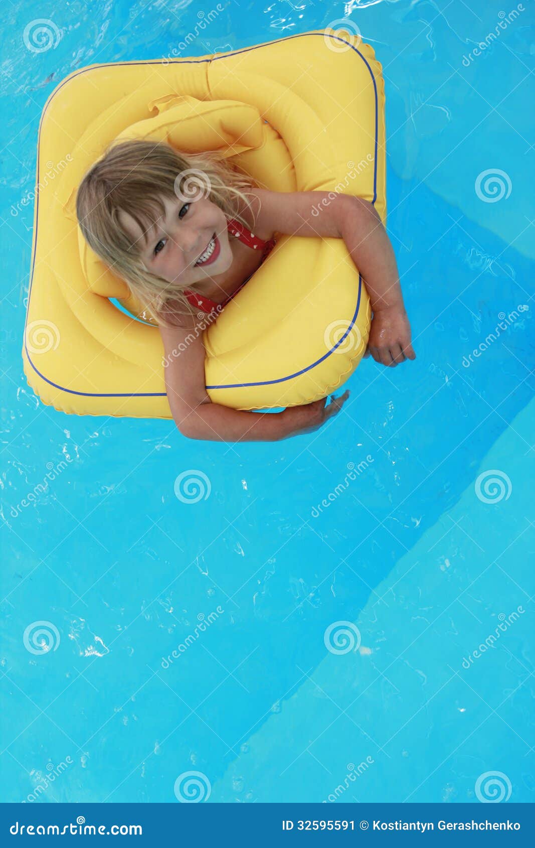 Girl Swims in a Pool with a Circle Stock Image - Image of rings, cute ...
