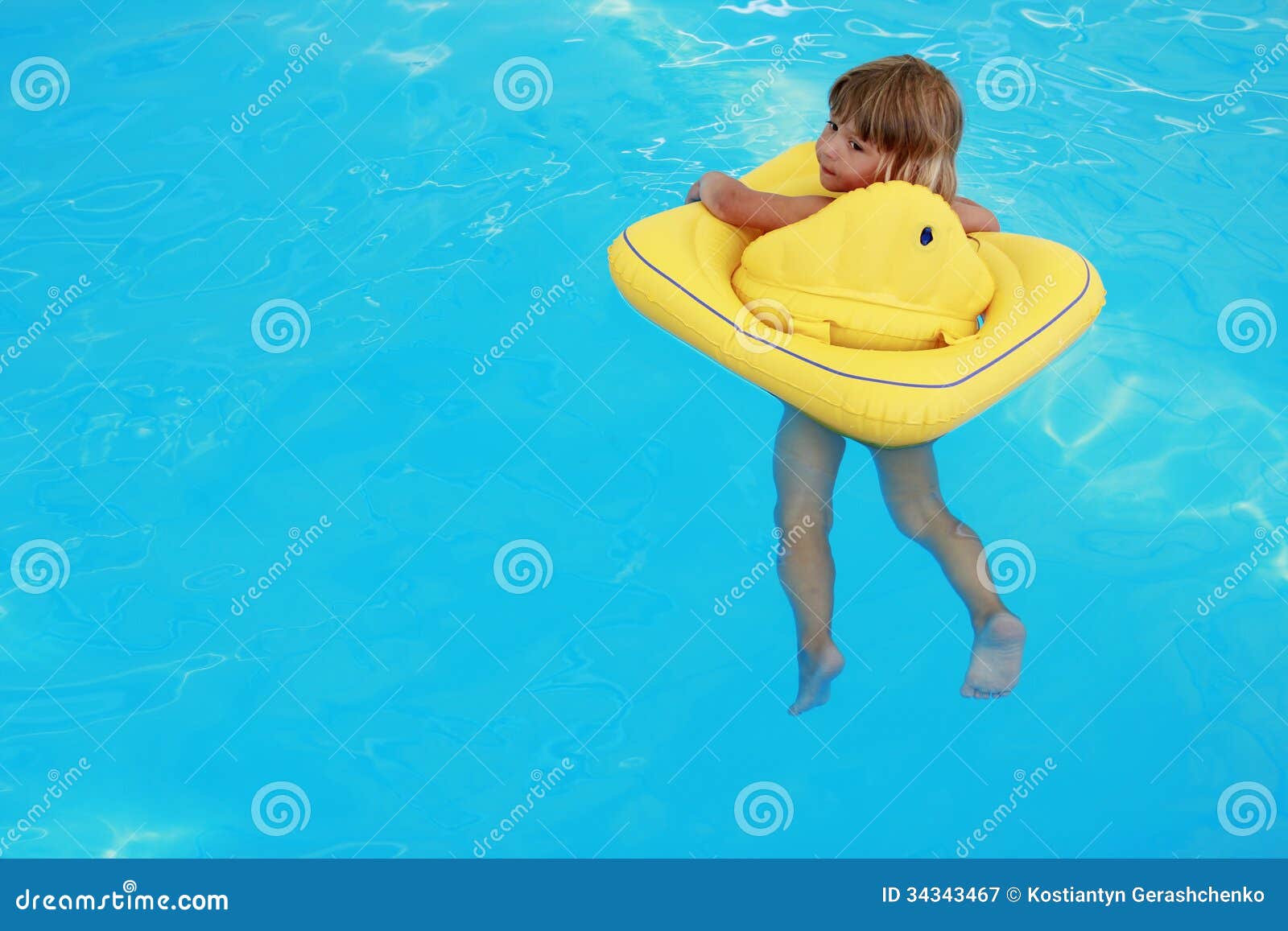 Girl Swims in a Pool with a Circle Stock Image - Image of circle ...