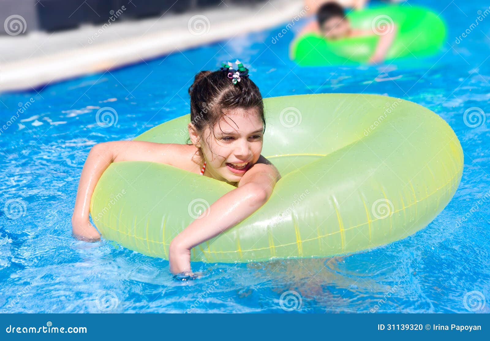 Girl Swims in Pool in Circle Stock Photo - Image of leisure, relaxation ...