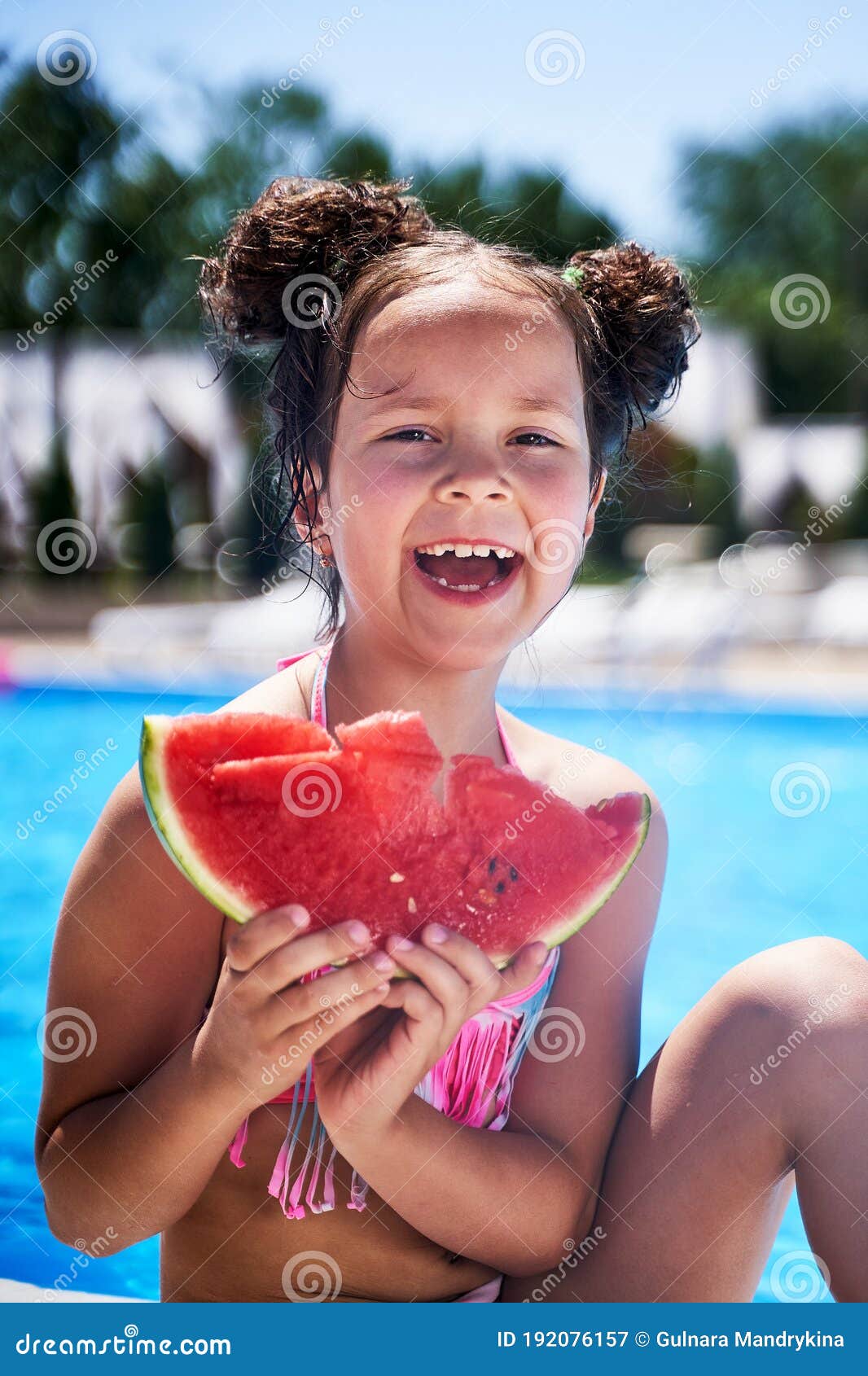 A Girl in a Swimsuit Stands with a Watermelon on the Beach Stock Image ...