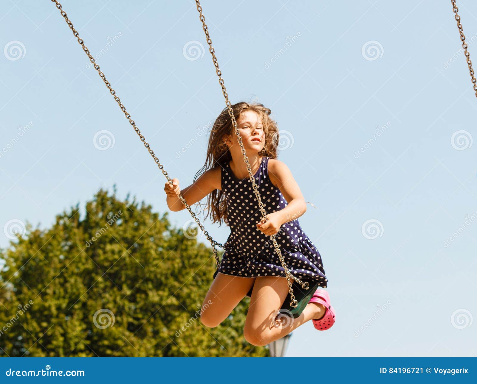 Girl Swinging On Swing Set Stock Image Image Of Time Leisure 84196721
