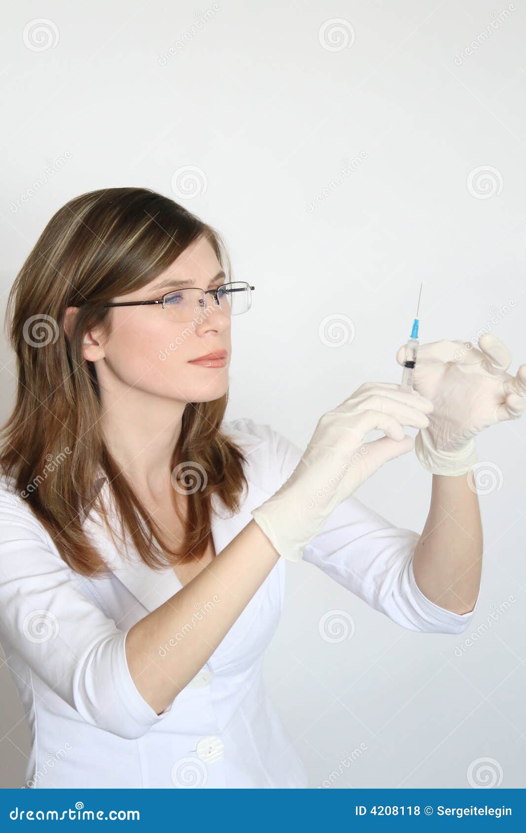 The Girl with a Syringe for Injections Stock Photo - Image of young ...