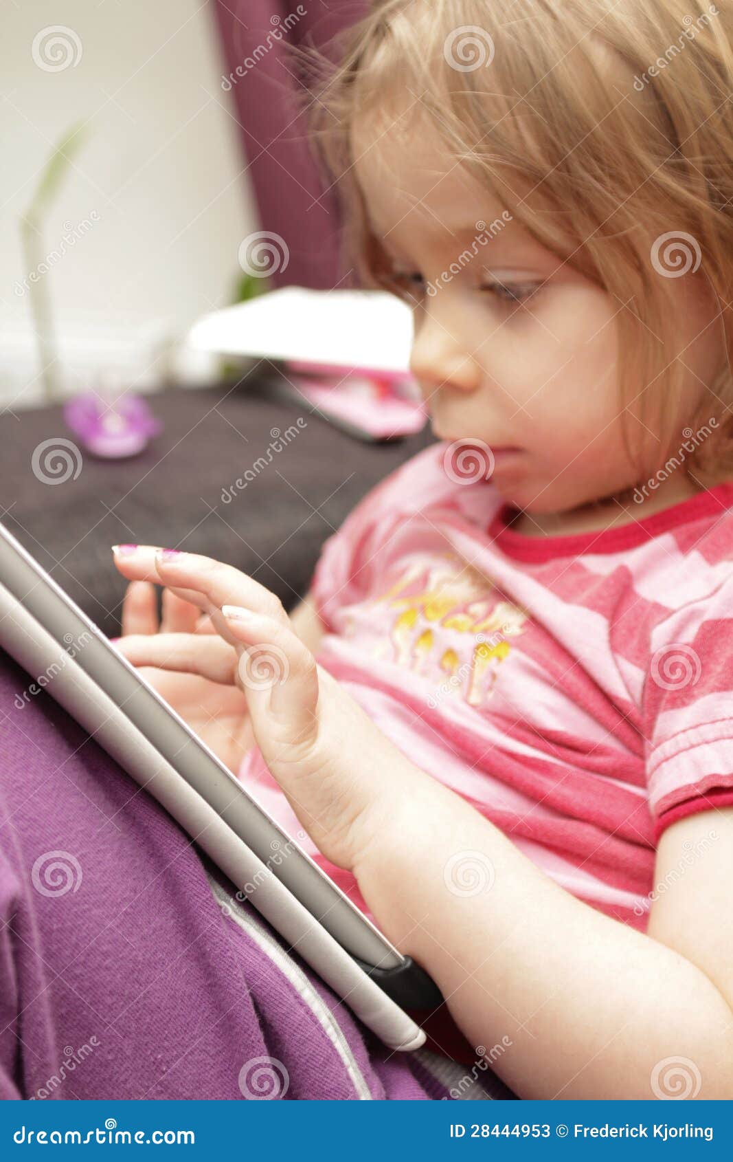 Girl with tablet stock image. Image of child, young, hair - 28444953