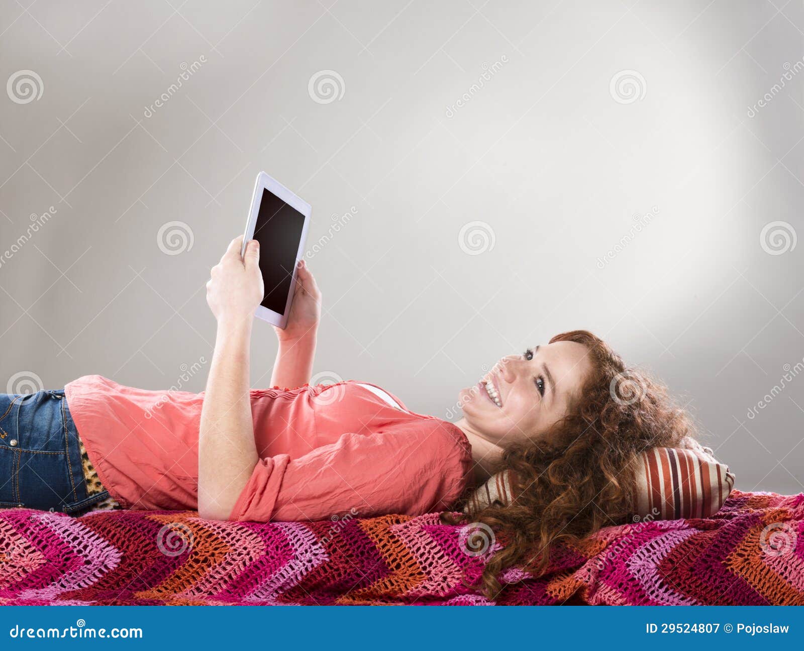 Girl with tablet stock image. Image of holding, digital - 29524807