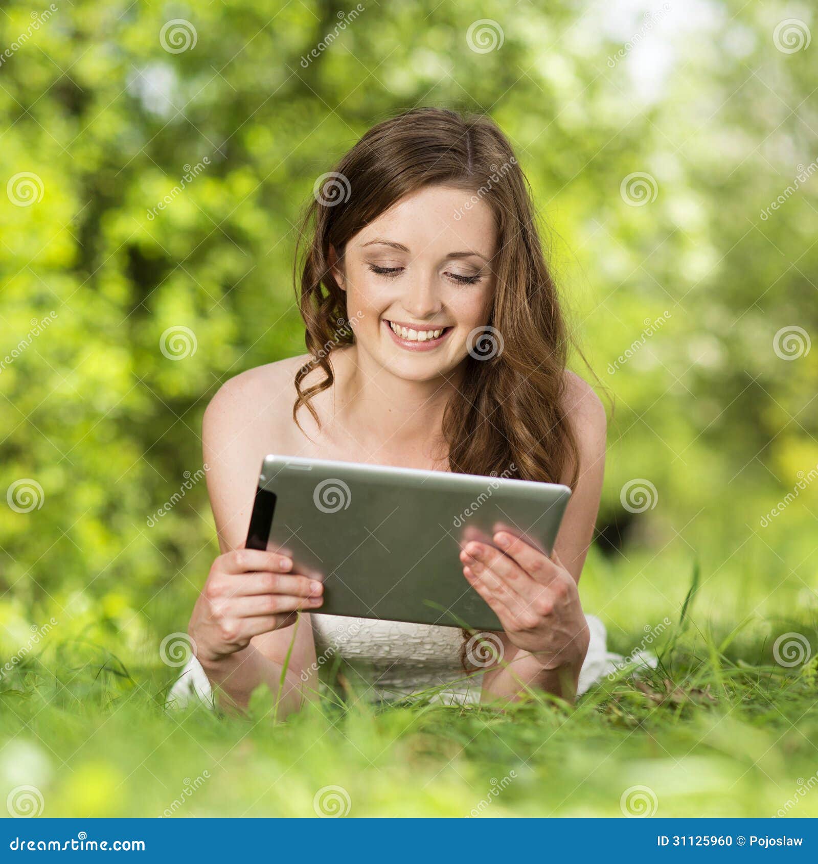 Girl with tablet stock photo. Image of happy, attractive - 31125960