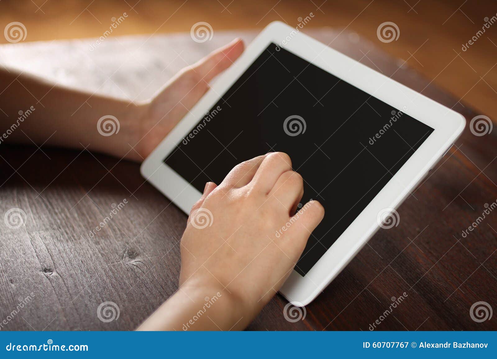 A girl with the tablet stock image. Image of portable - 60707767