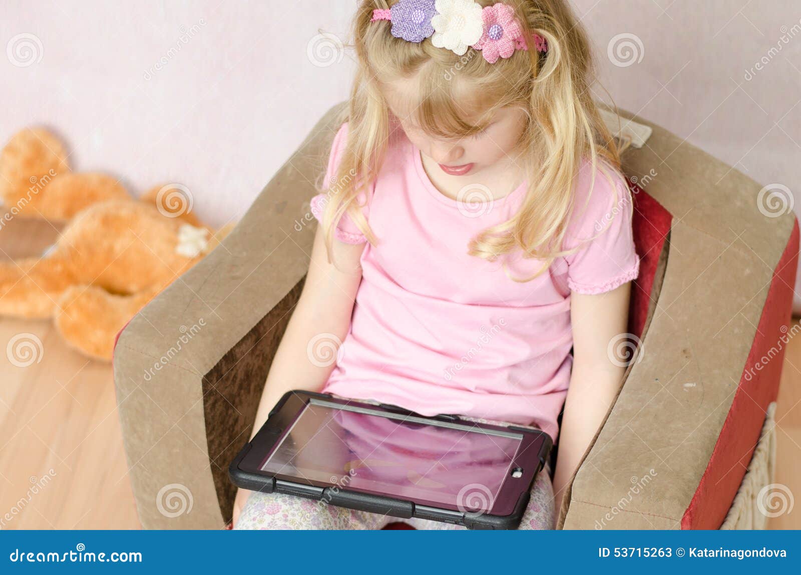 Girl with tablet device stock image. Image of computer - 53715263