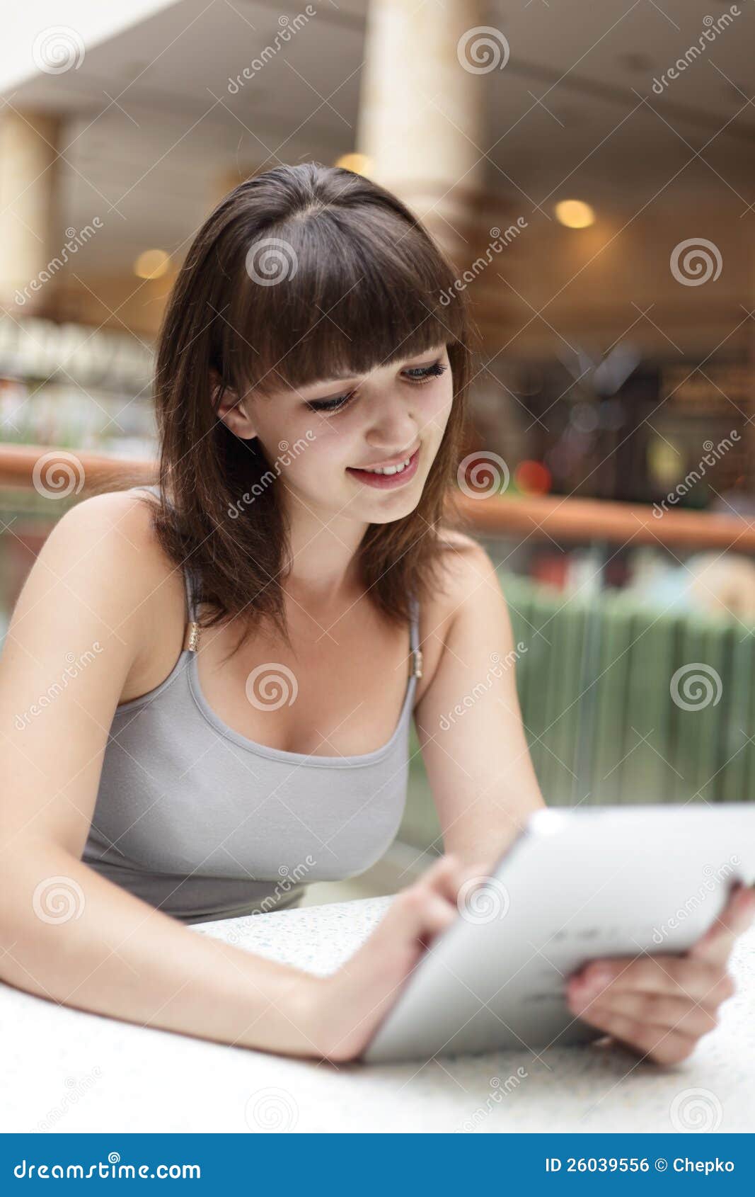 Girl with tablet PC stock photo. Image of happiness, caucasian - 26039556
