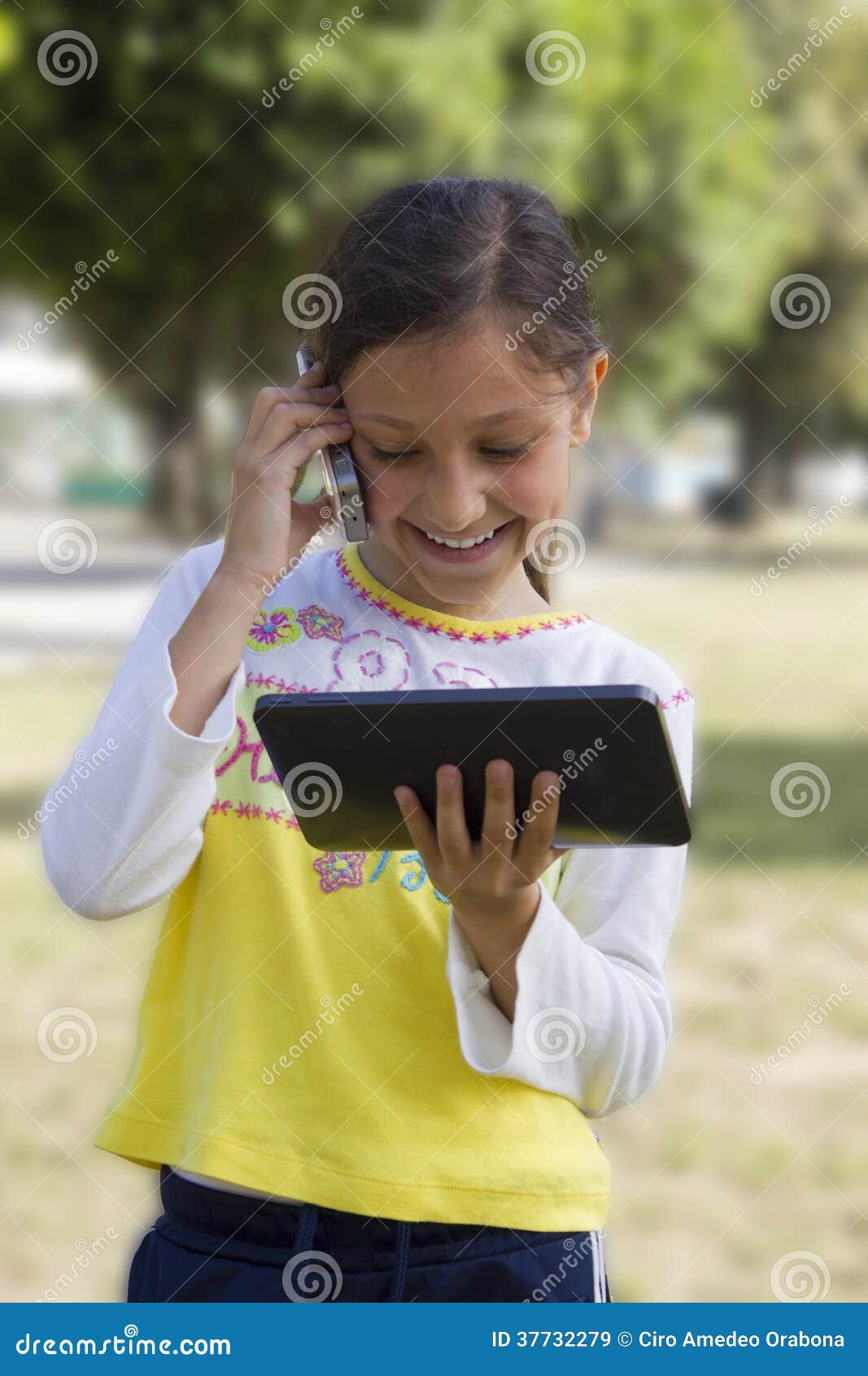 Girl with tablet stock image. Image of pretty, smile - 37732279
