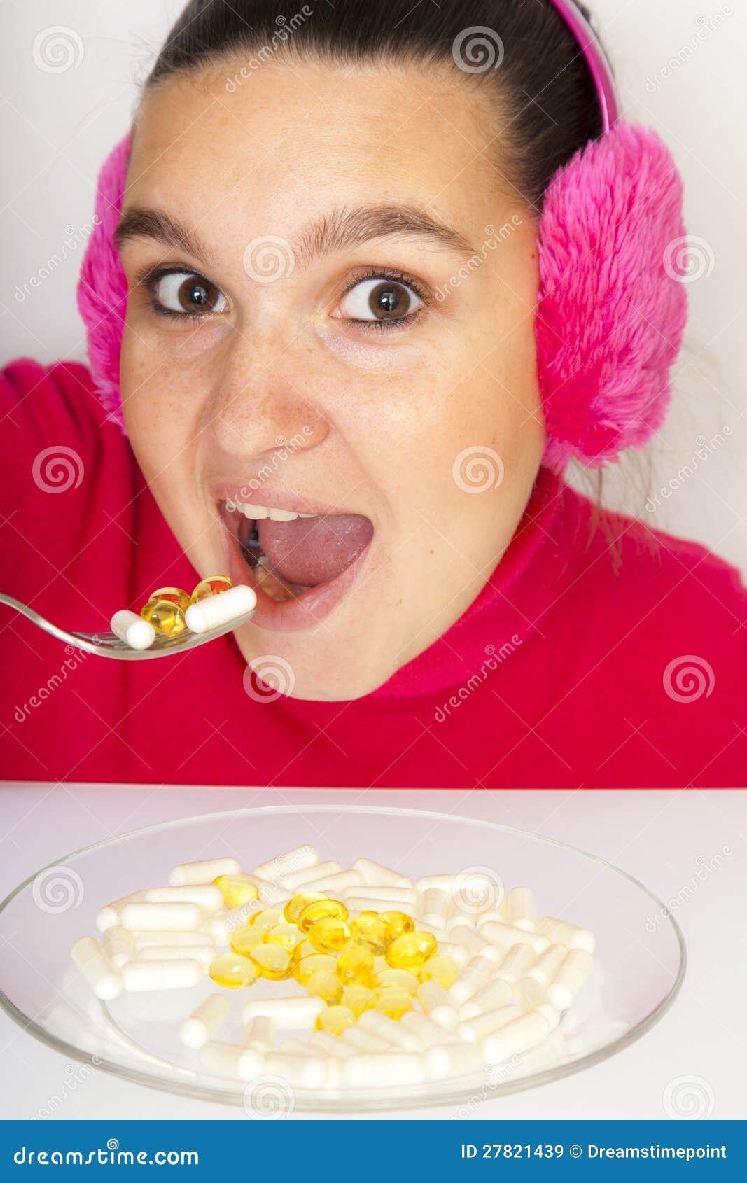 The Girl with Tablets on Plate Stock Image - Image of breakfast, meal ...