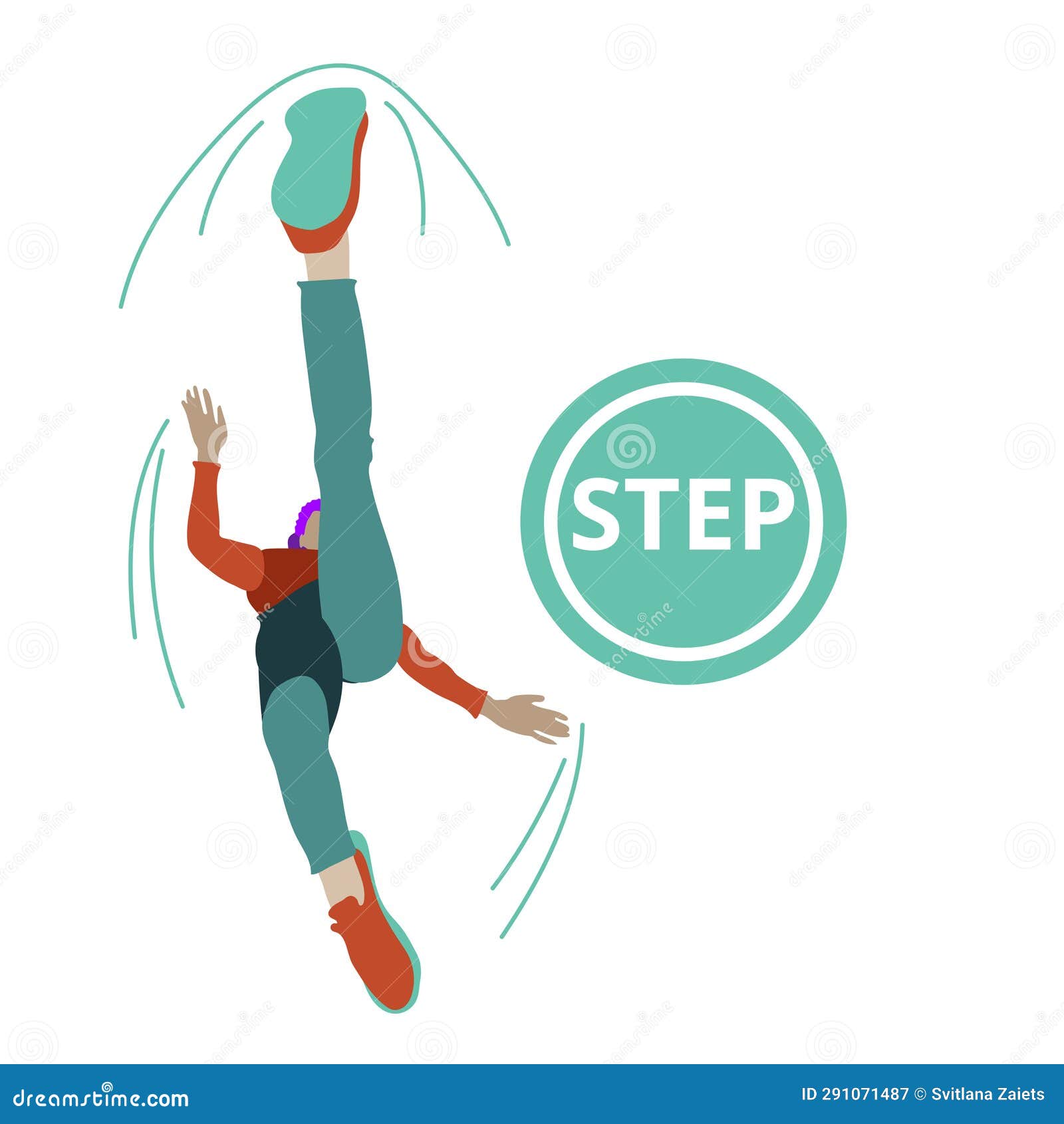 Girl Takes a Step. while Jogging Stock Illustration - Illustration of ...