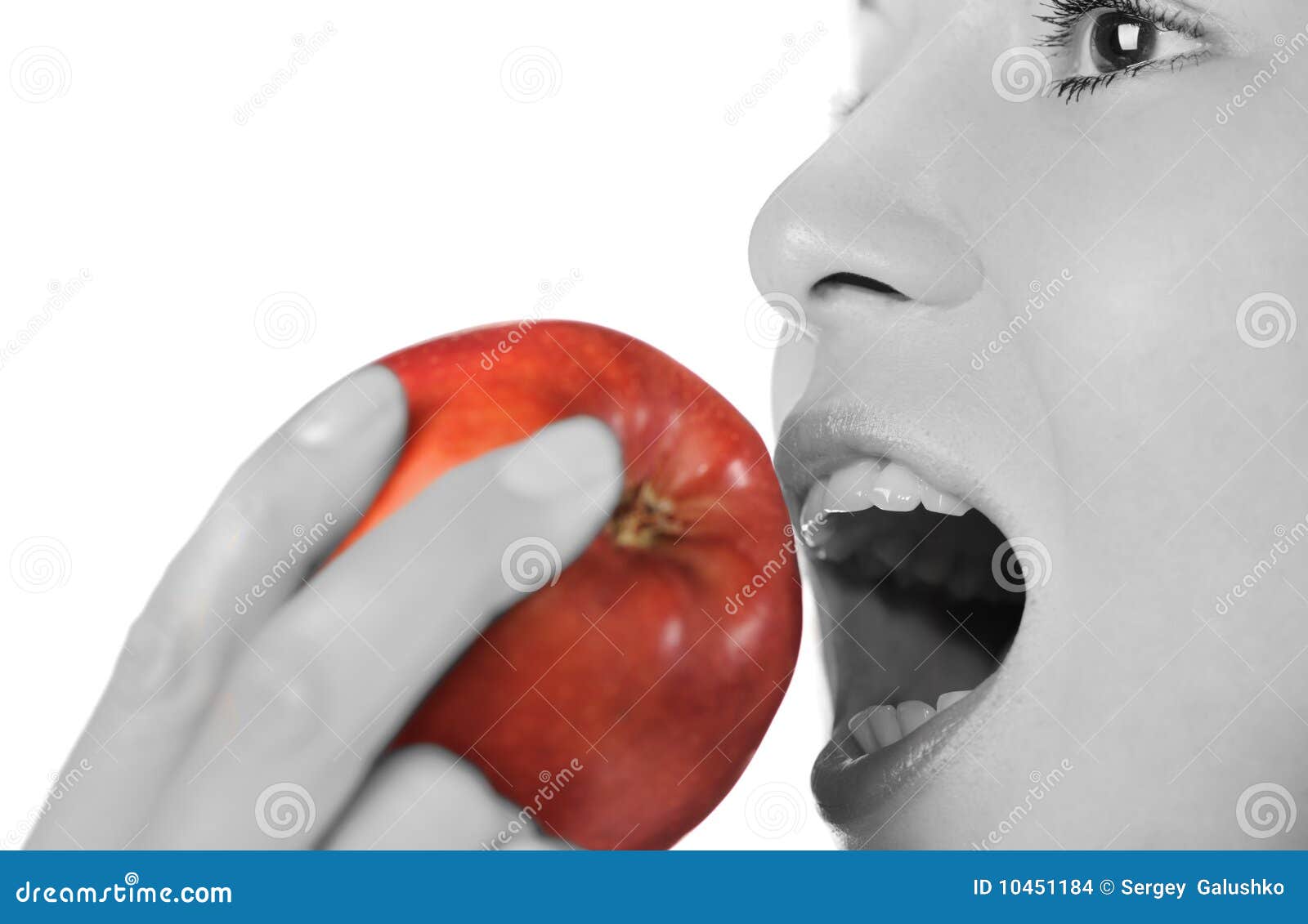 The Girl Taking a Bite an Apple Stock Photo - Image of close, dietetic ...