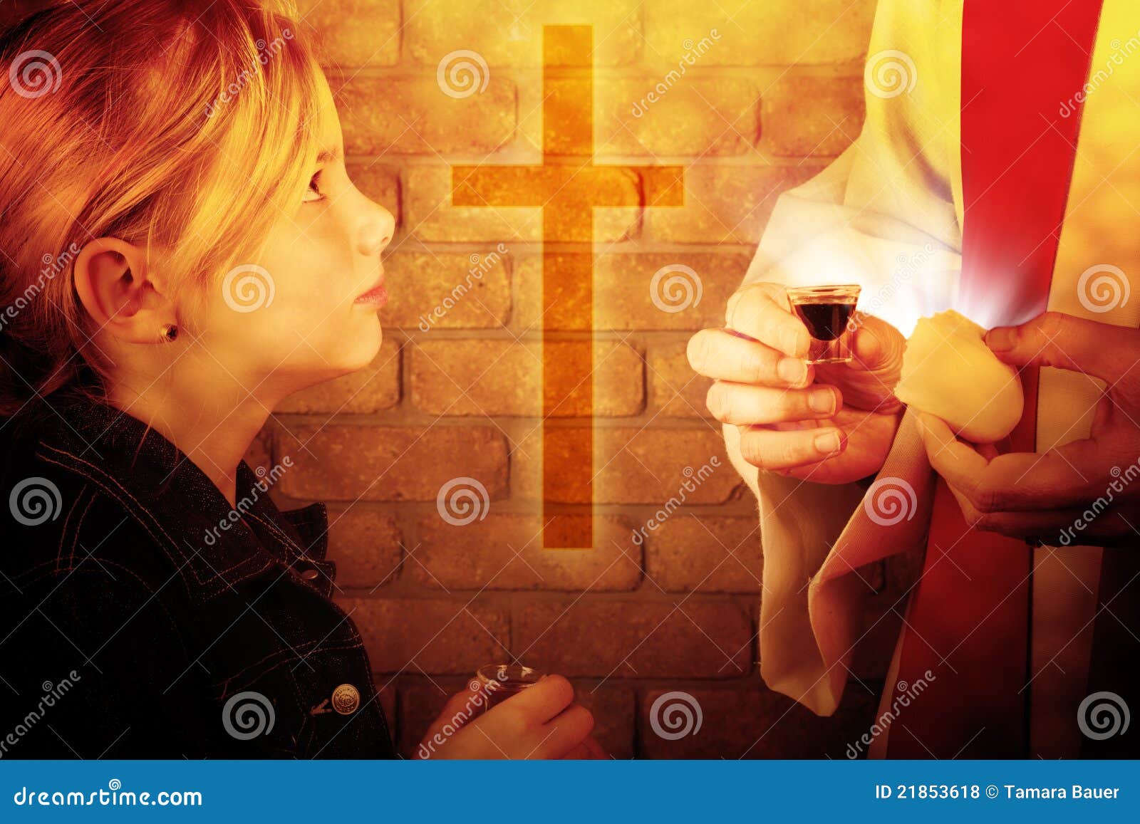 Girl taking Communion stock photo. Image of sacred, offering - 21853618