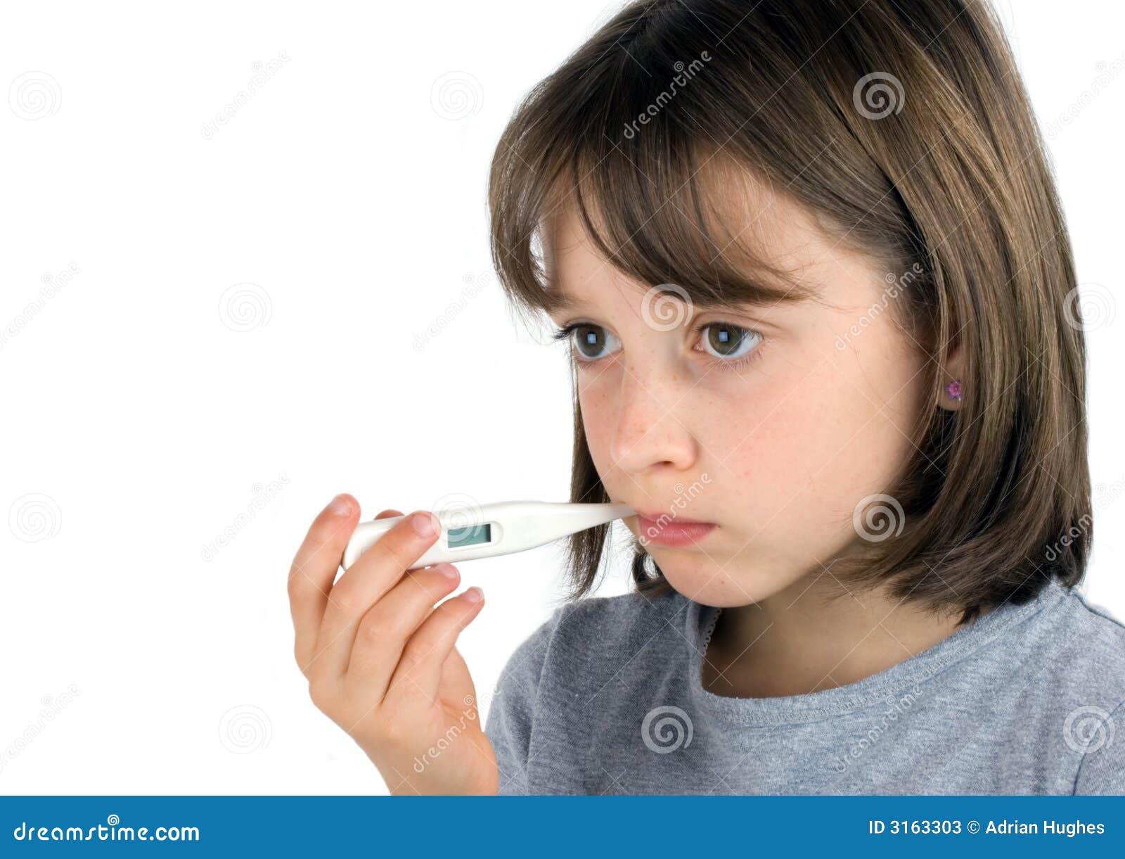 Girl Taking Her Temperature Stock Image - Image of fever, reading: 3163303