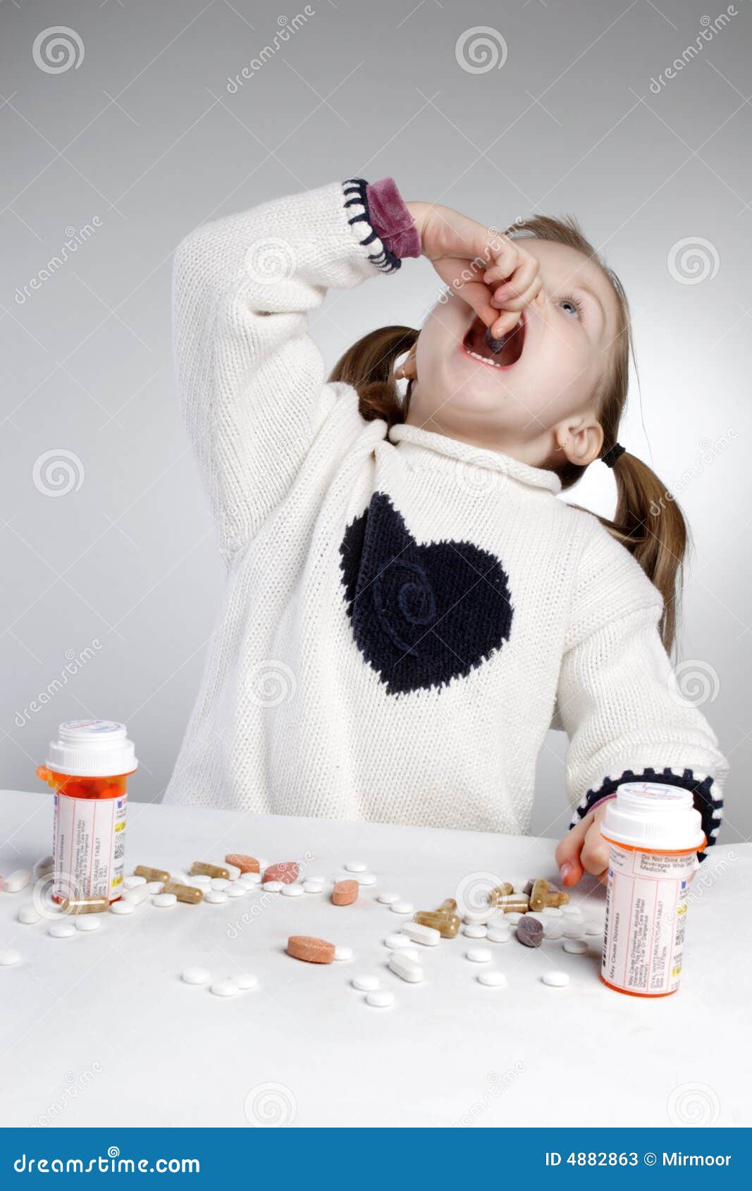 Girl taking medication stock image. Image of child, cold - 4882863
